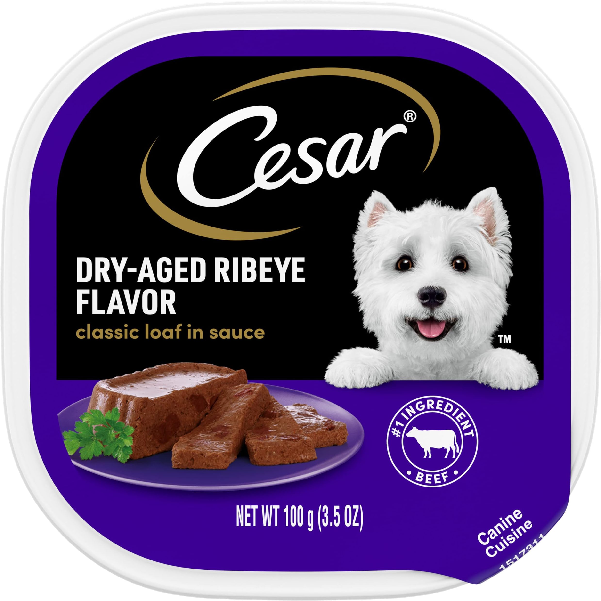Cesar Adult Wet Dog Food Classic Loaf in Sauce Dry-Aged Ribeye Flavor ...