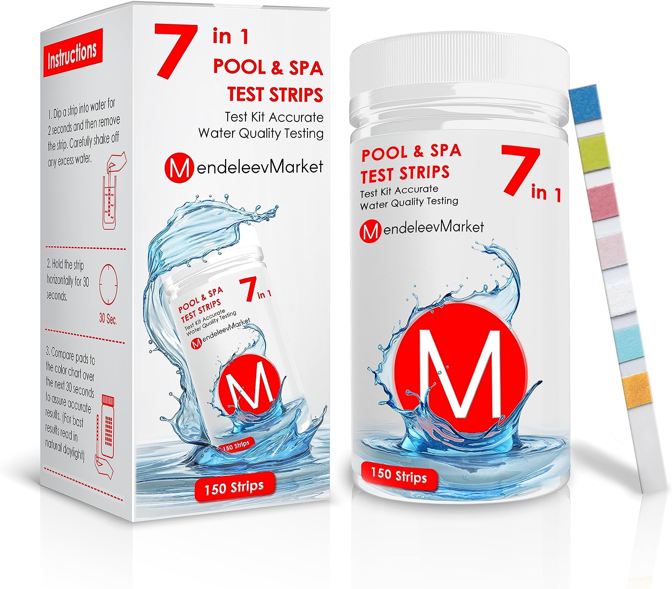 Amazon.com : EASYTEST 7-Way Pool Test Strips, 150 Strips Water Chemical ...