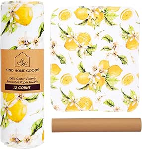 Amazon.com: Reusable Paper Towels Washable Roll (12"x10”) - Soft Absorbent 100% Cloth Paper ...