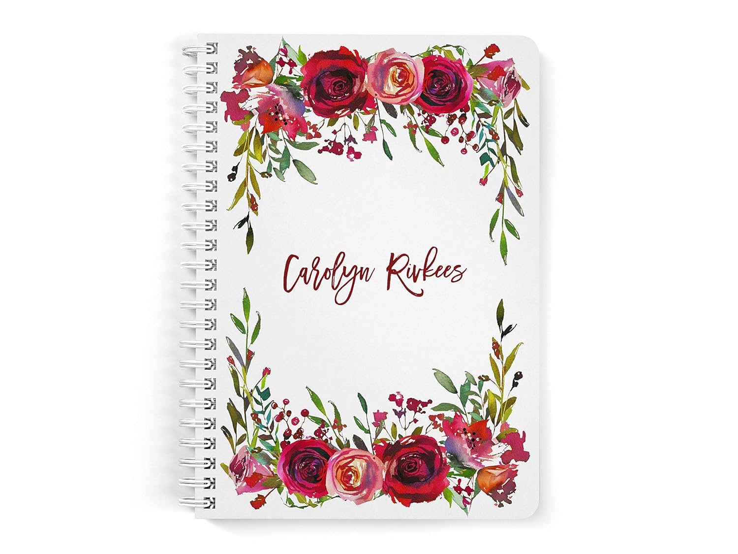 Amazon.com: Rose Notebook Spiral, Personalized Floral Notebook, Lined ...