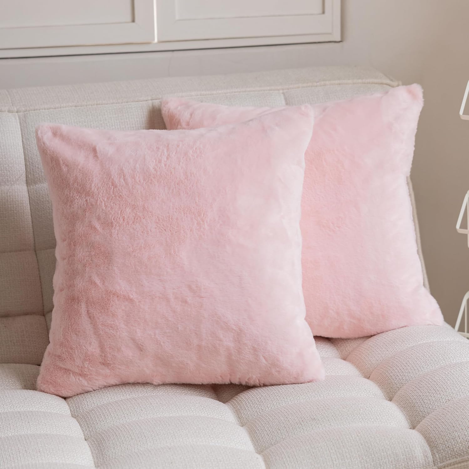 Amazon.com: Demetex 26x26 Pillow Covers Pink Faux Fur Throw Pillows for ...