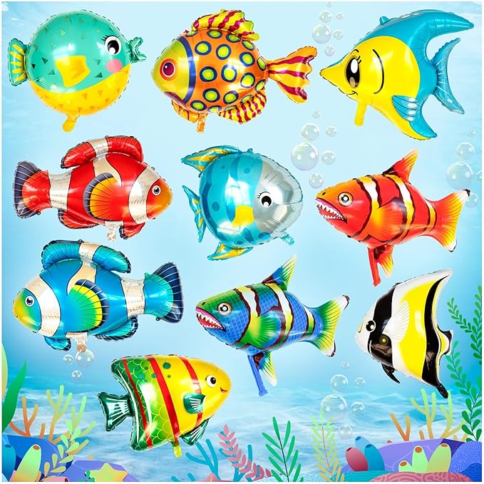 Amazon.com: Fish Balloons Decoration, 10PCS Large Sea Animal Balloons ...