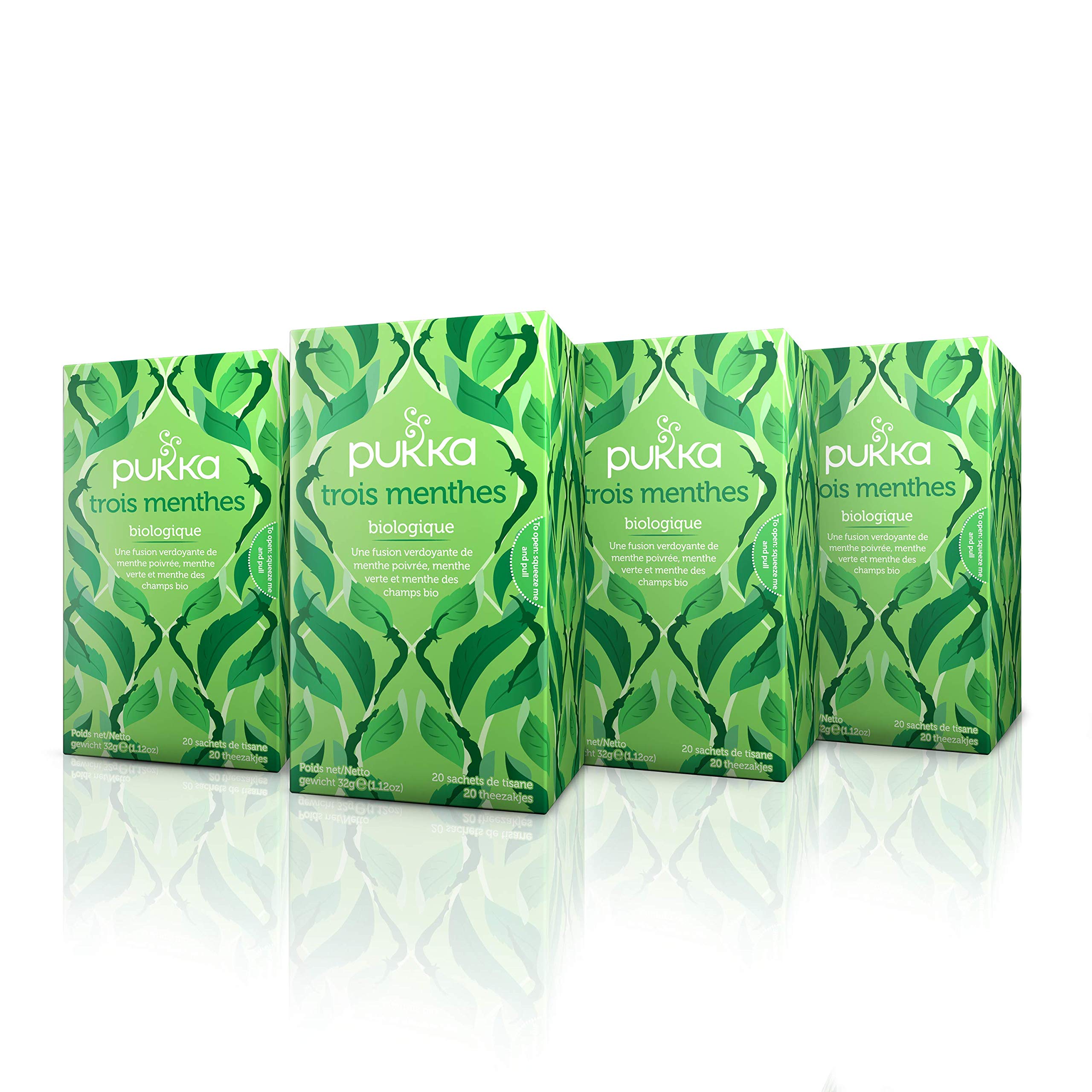 Pukka Three Mint Organic Herbal Tea, 20 Count (Pack of 4), Peppermint ...
