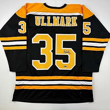 Facsimile Autographed Linus Ullmark Boston Black Reprint Laser Auto ...