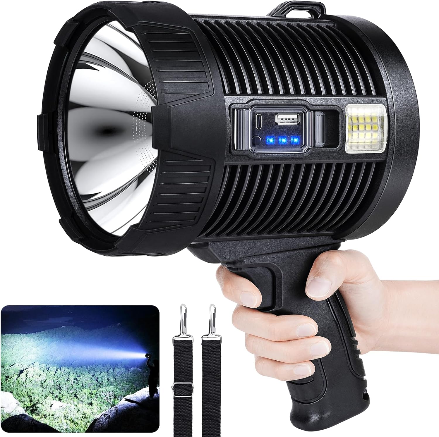 Rechargeable Spotlight Flashlight, 900,000 Lumen Brightest LED ...