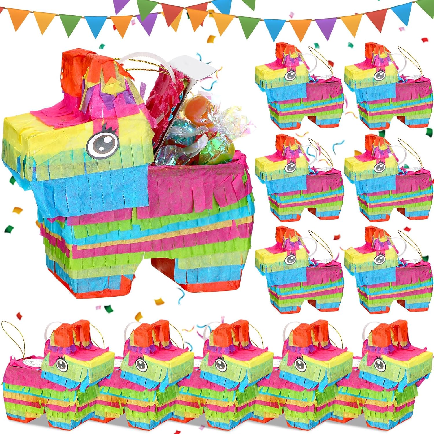 Amazon.com: Jexine 12 Pcs Mini Donkey Piñata Bulk 4 Inch Fiesta Party ...