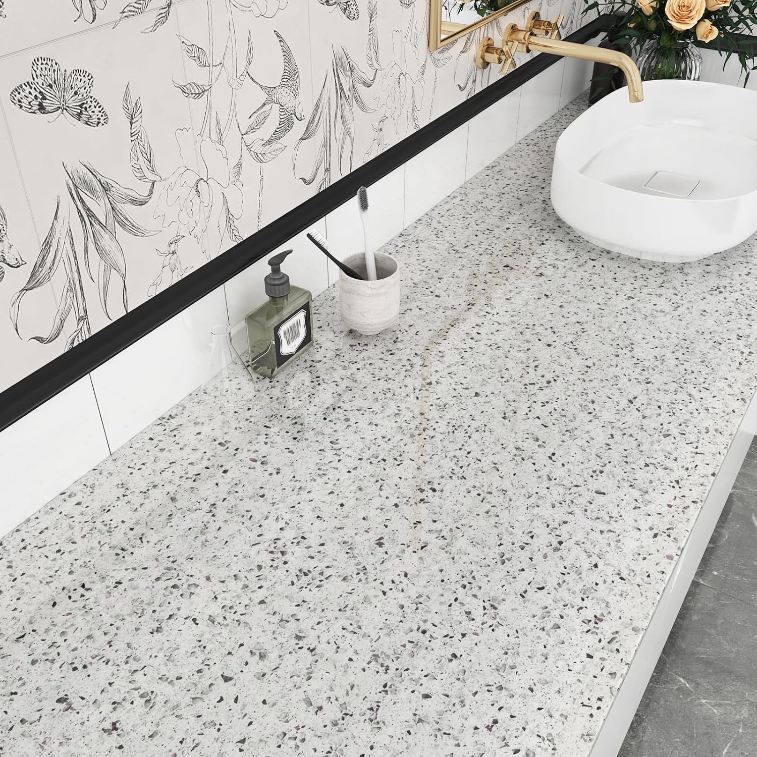 Amazon.com: EPPKILY White Marble Contact Paper Peel and Stick Granite ...