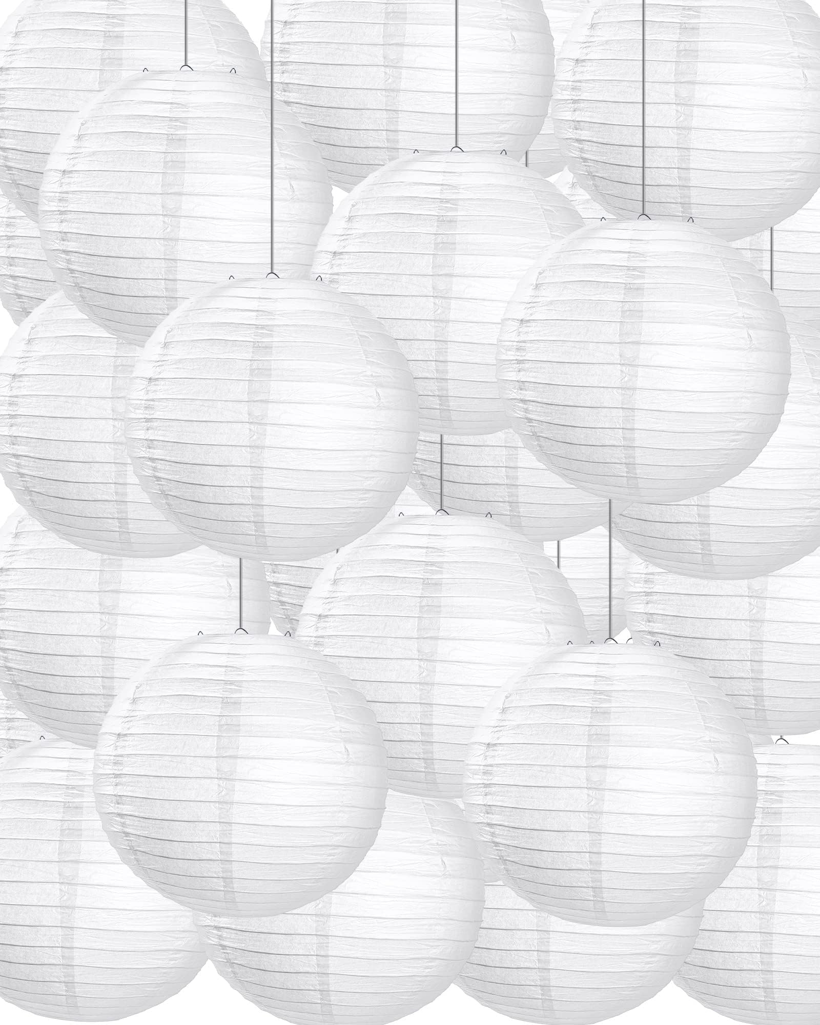 HAUSPROFI Paper Lanterns, 6" 8" 10" 12" Round Paper Lantern with LED ...