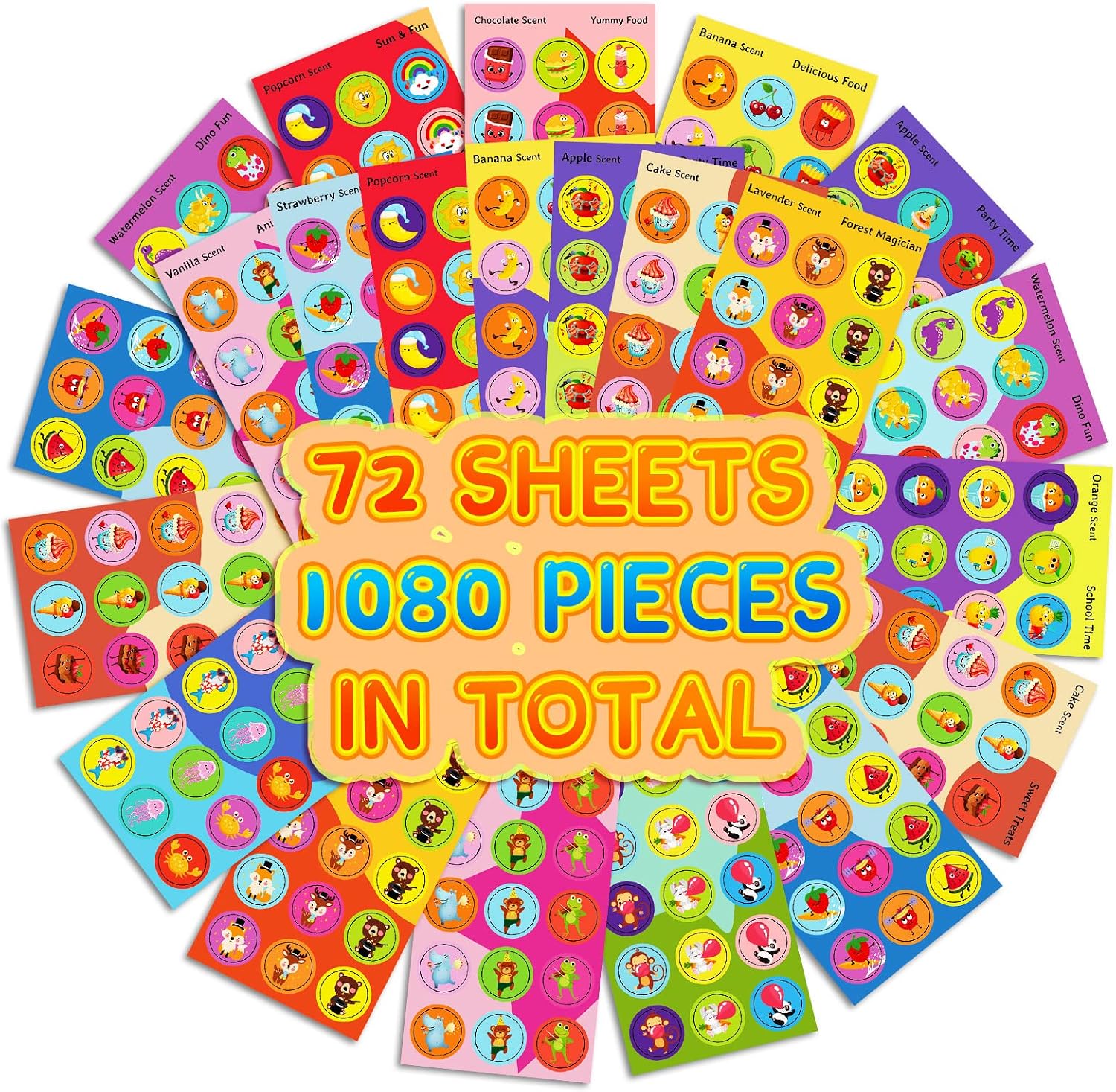 Amazon.com: Teling 72 Sheets Scratch and Sniff Stickers 12 Different ...