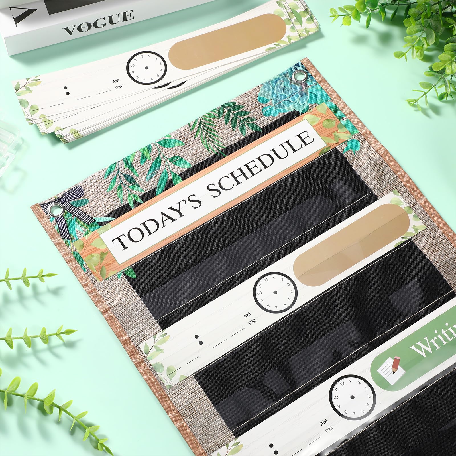 Snapklik.com : Greenery Daily Schedule Pocket Chart Class Schedule 14 ...