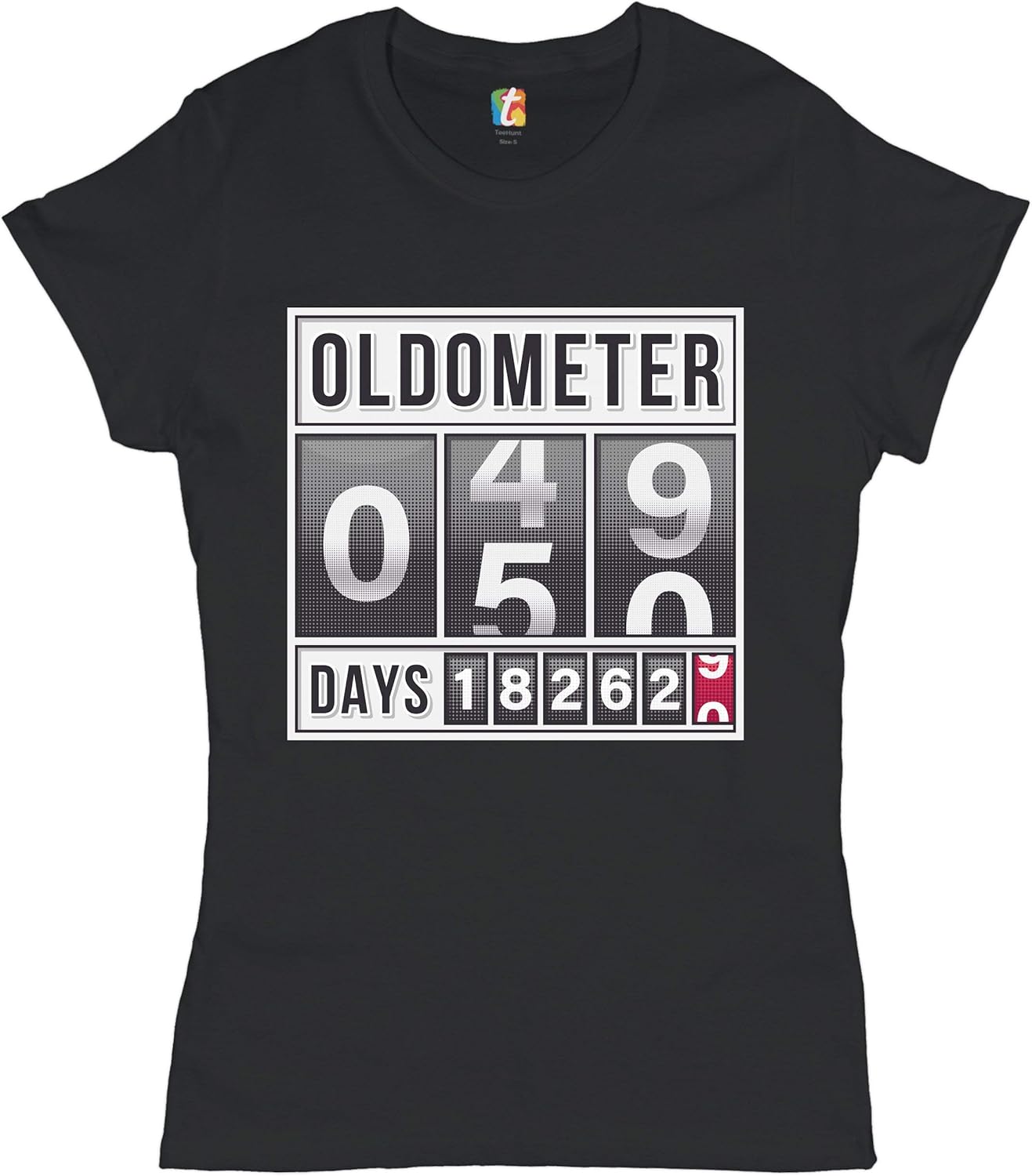 Oldometer 49-50 T-Shirt 50th Anniversary Funny Odometer Women's Tee ...