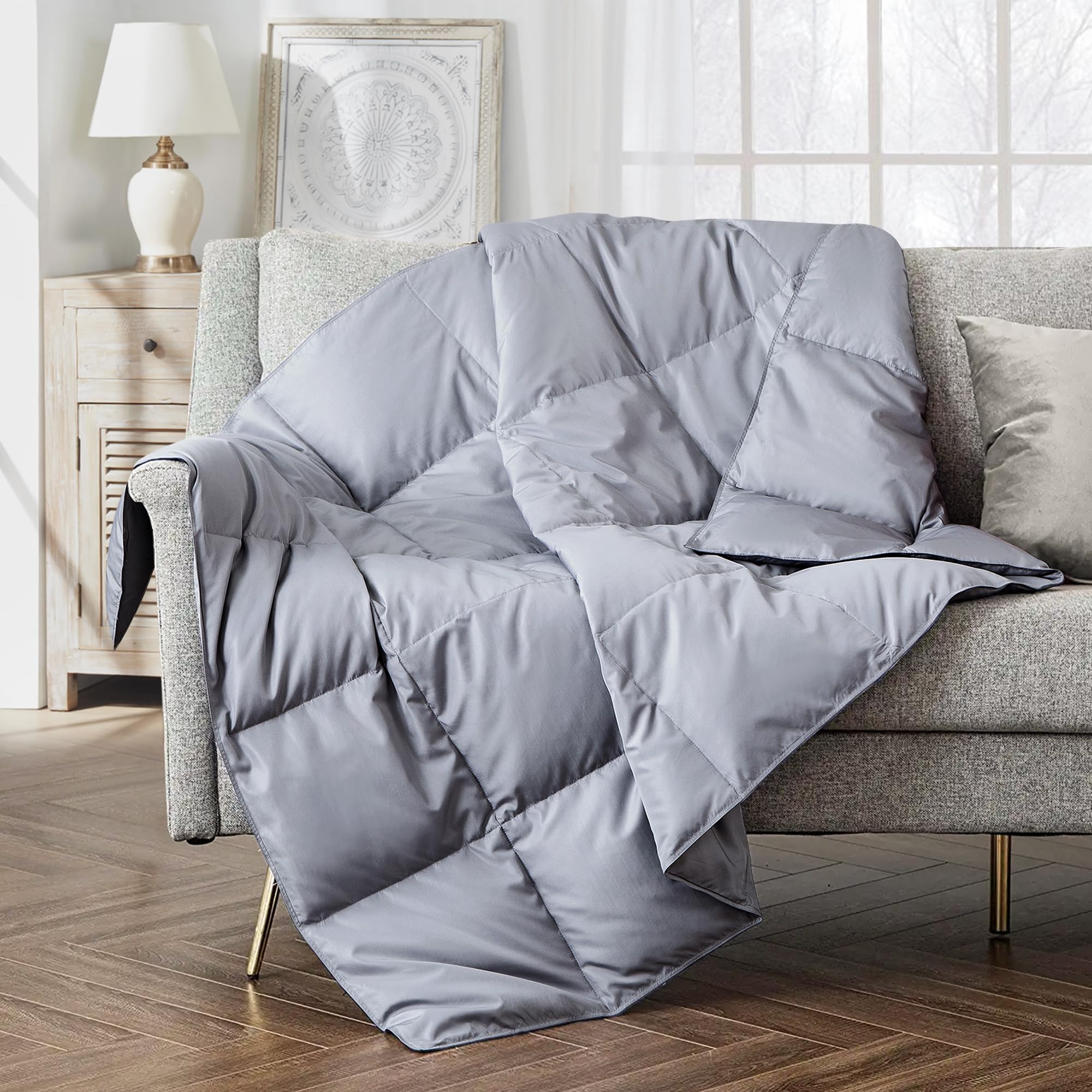 Amazon.com: puredown® Soft Feather Down Throw Blanket Lightweight ...