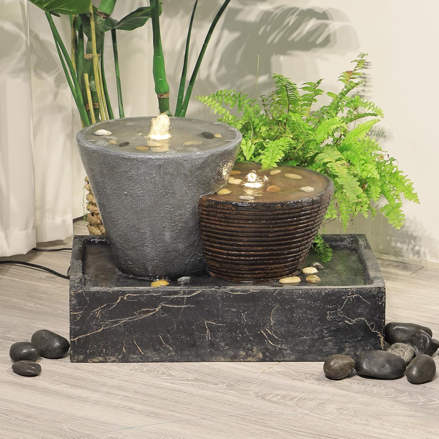 Amazon.com: Bumilgar Water Fountains, Indoor&Outdoor Waterfall Fountain ...