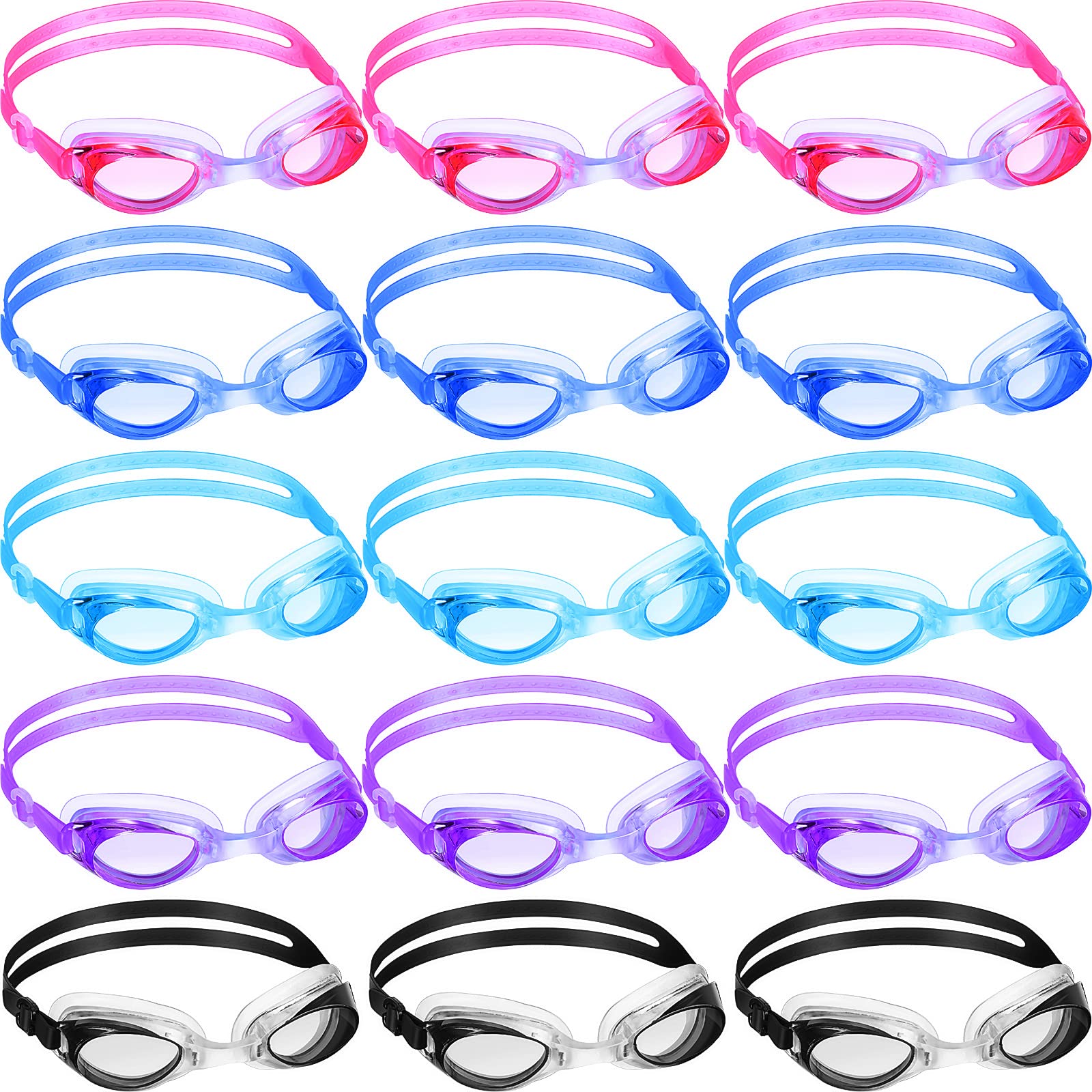 15 Packs Summer Swim Goggles Unisex Silicone Goggles for Swimming Women ...