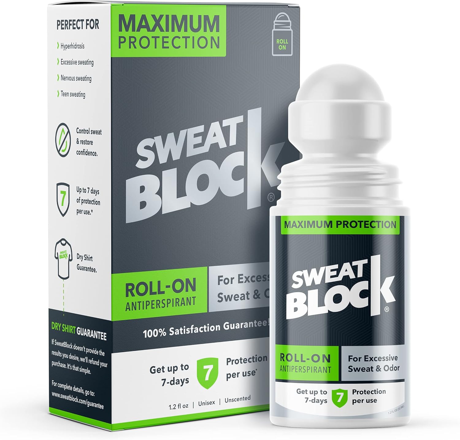 SweatBlock Clinical Strength Antiperspirant Roll-On Deodorant for Men ...