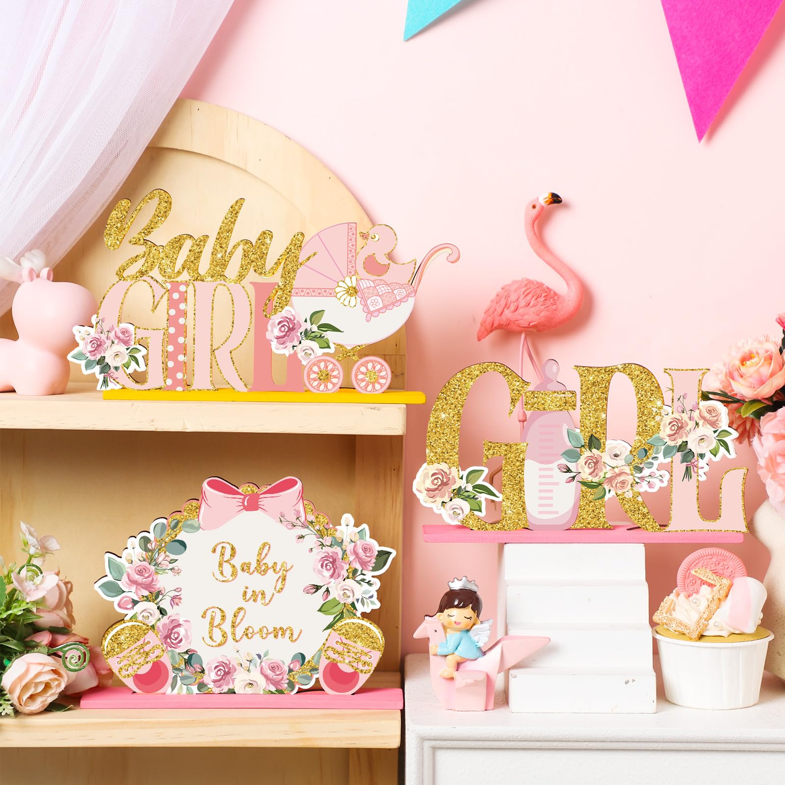 Pink Themed Baby Shower Displays Amazon.com: Bucherry 6 Pcs Baby