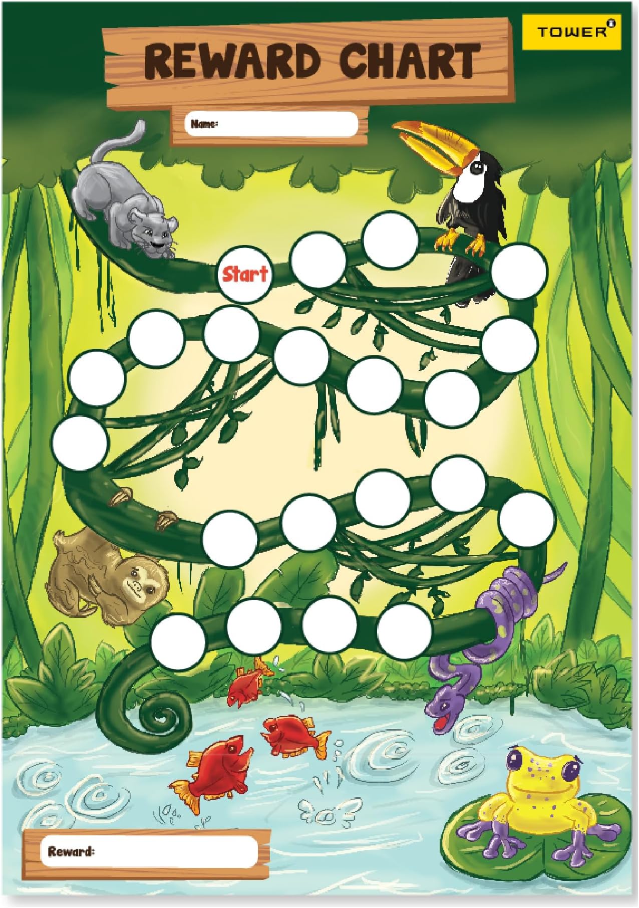 Tower Jungle Themed Reward Charts for Children - Pack of 5 with Dot ...