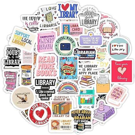 Amazon.com: BulbaCraft Library Stickers for Water Bottle and Laptop ...