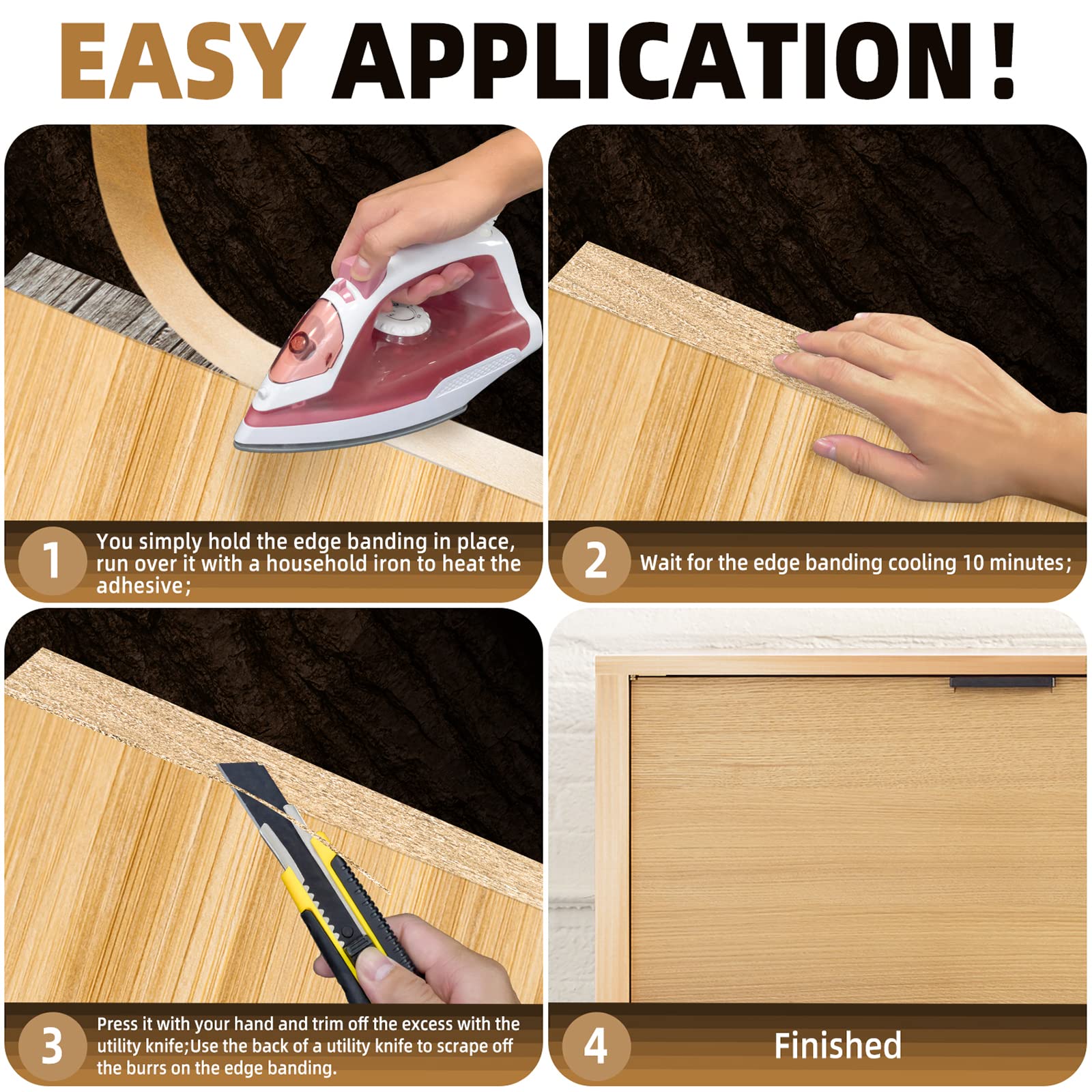 Snapklik.com : Maple Edge Banding, 2 Inch X 100ft Wood Edge Banding Pre ...