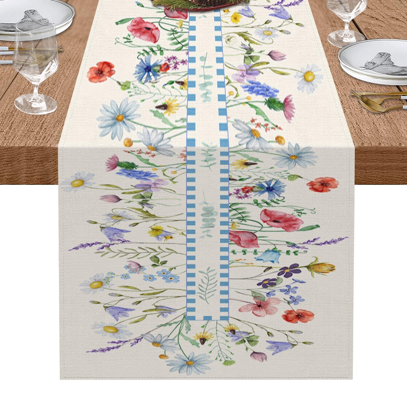 Amazon.com: Emvency Spring Floral Table Runner, Seasonal Summer Wild ...