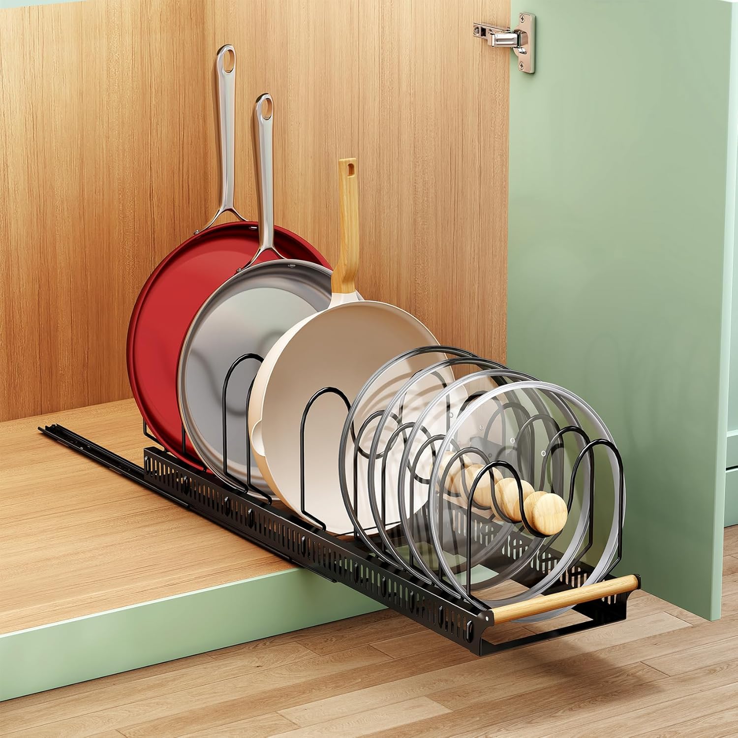 Amazon.com: Pots and Pans Organizer for Under Cabinet, Pull out Pan ...