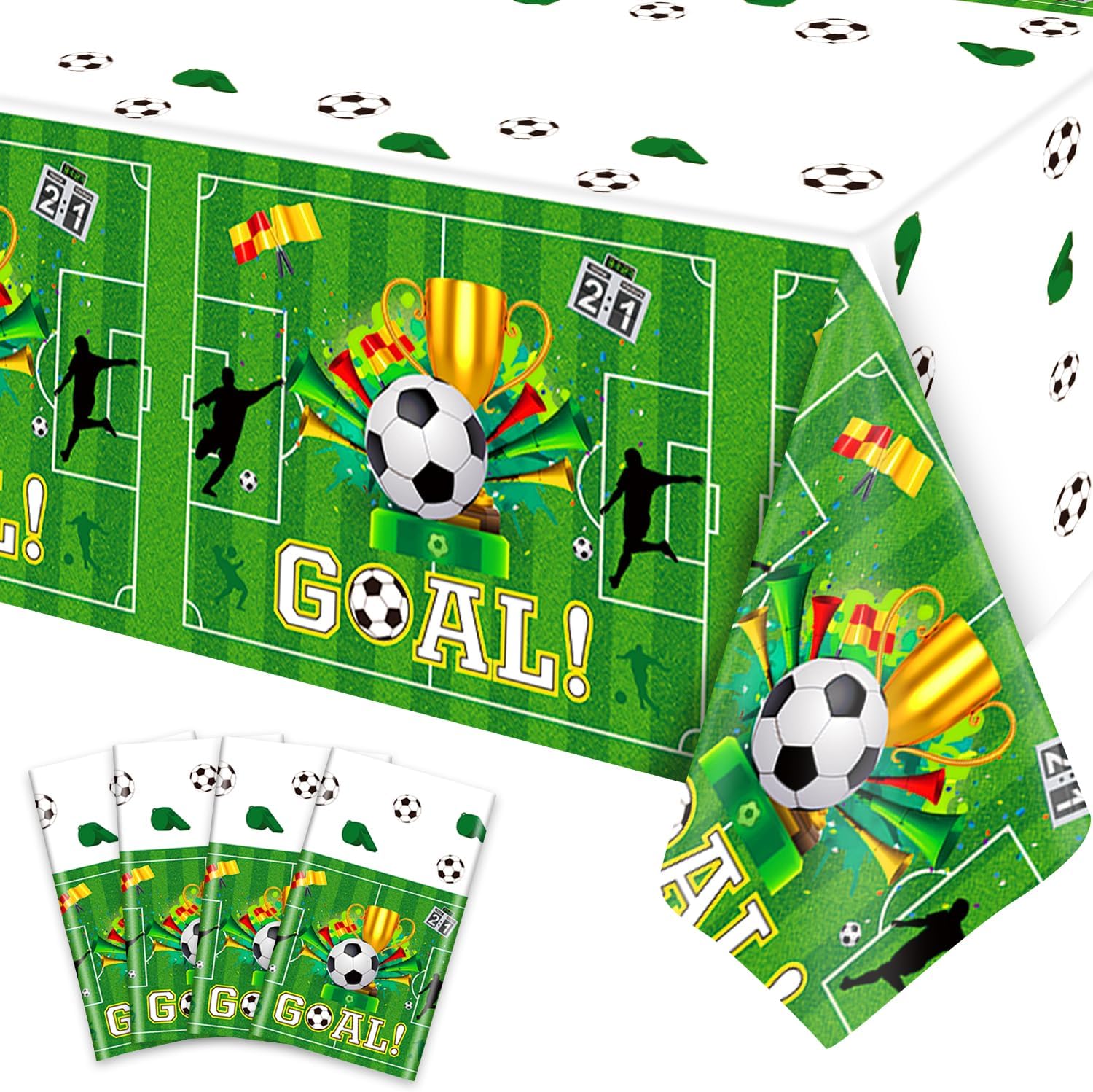 Amazon.com: Bambluby Football Party Disposable Plastic Tablecloths ...