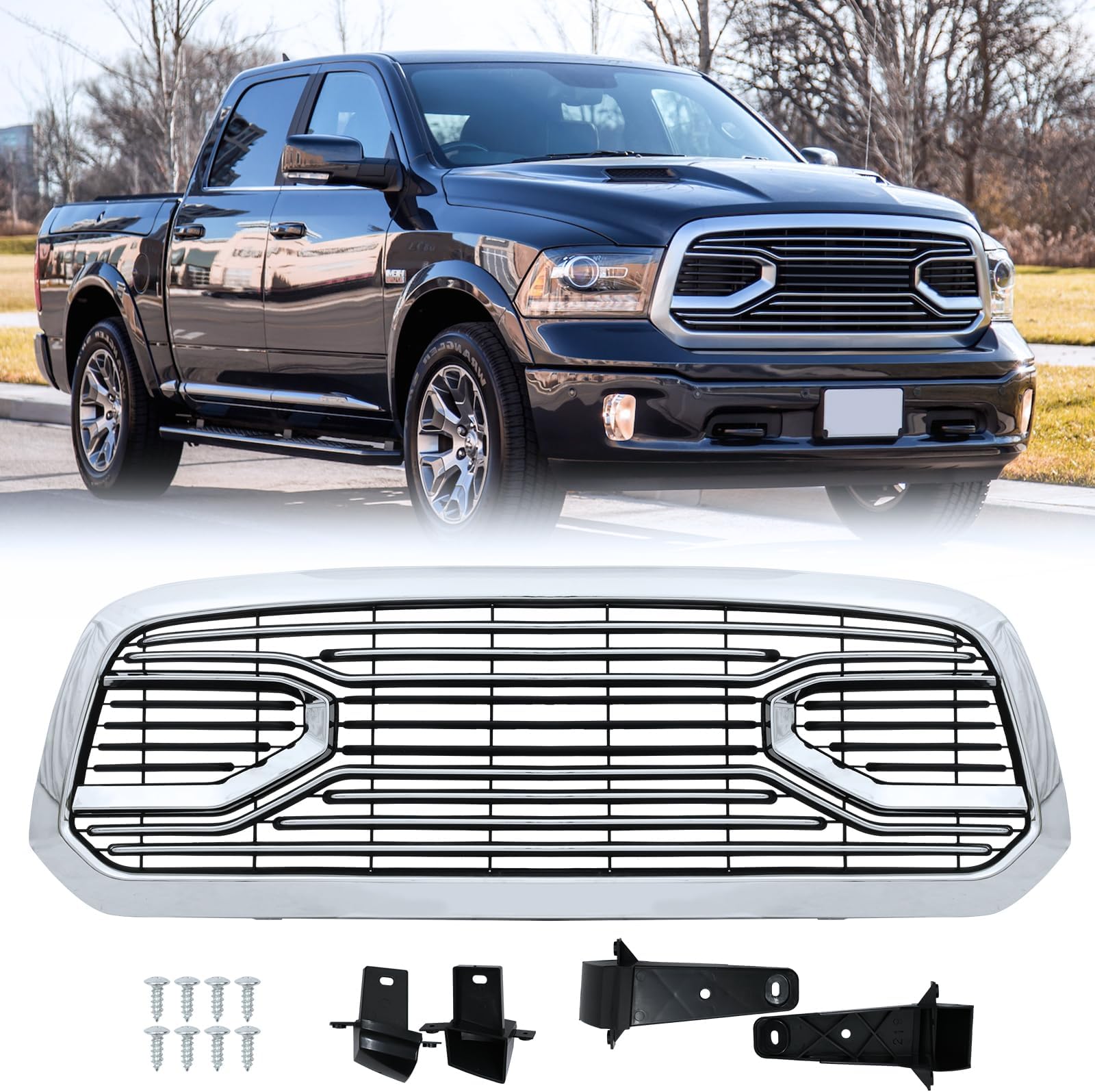 Amazon.com: 2015-2017 Dodge Ram 1500 2500 3500 Front Grille Chrome ...