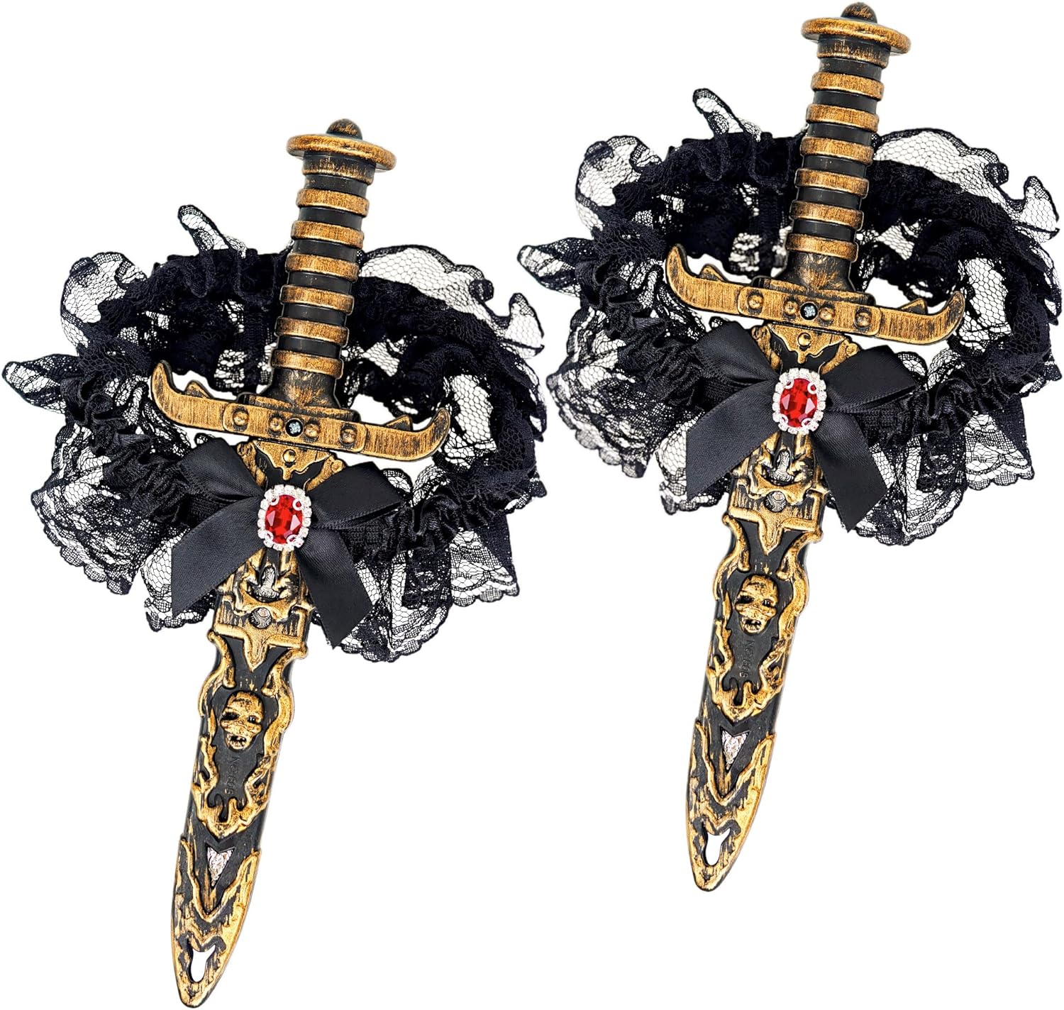 Amazon.com: Horolam 2 PCS Pirate Swords with Lace Bow, Pirate Dagger ...