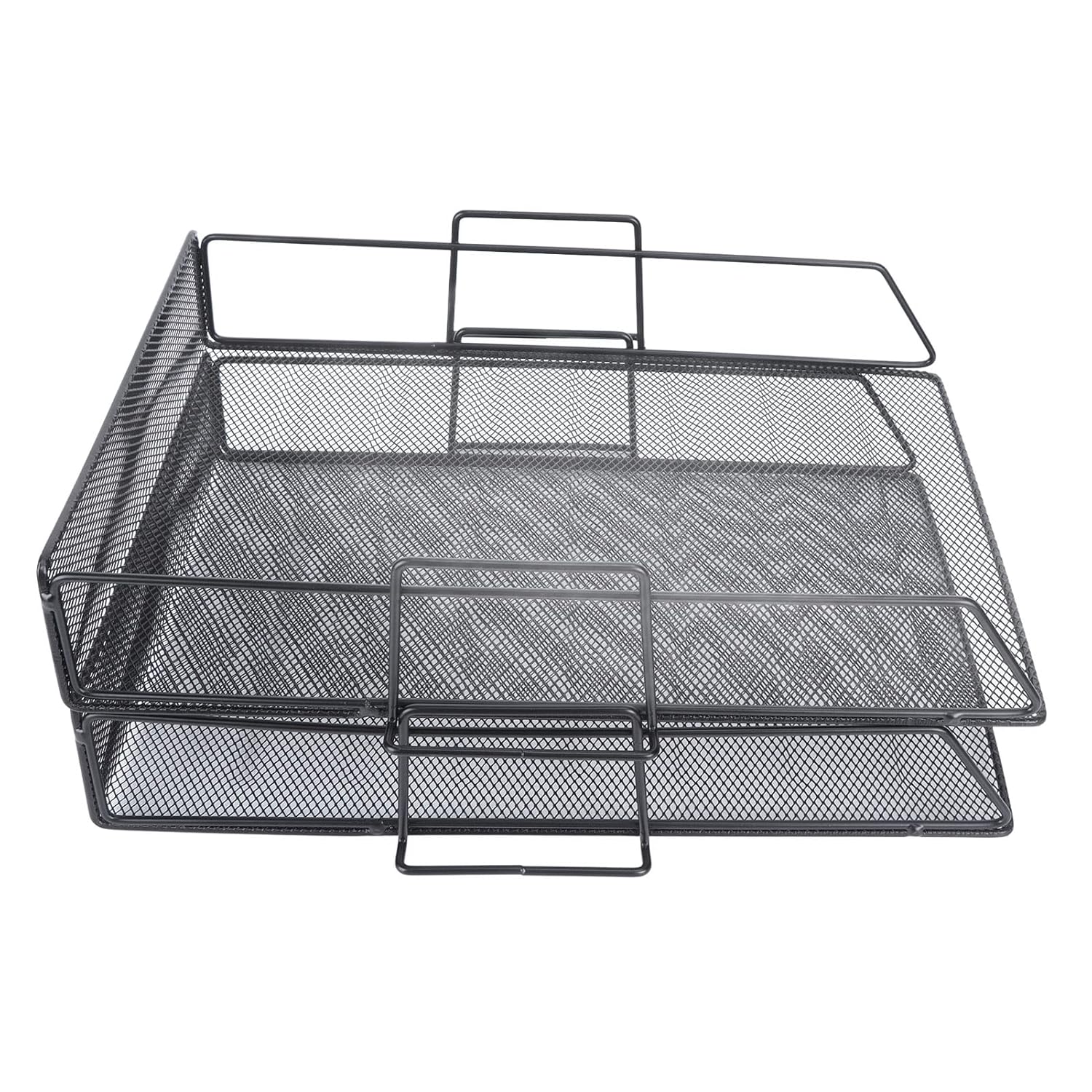 2 Tier Desk Organizer, 2 Tier File Trays 2pcs Mesh Hollow for Notebook ...