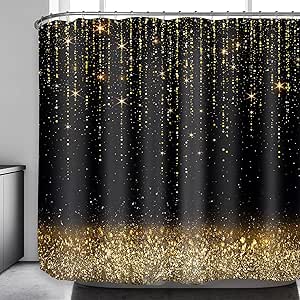 Amazon.com: LATETOMT Gold Glitter Shower Curtain Gold (No Sparkling ...