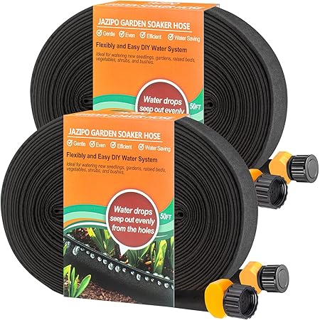 Amazon.com : JAZIPO Premium Soaker Hose 100ft (50ft x 2Pack), Efficient ...