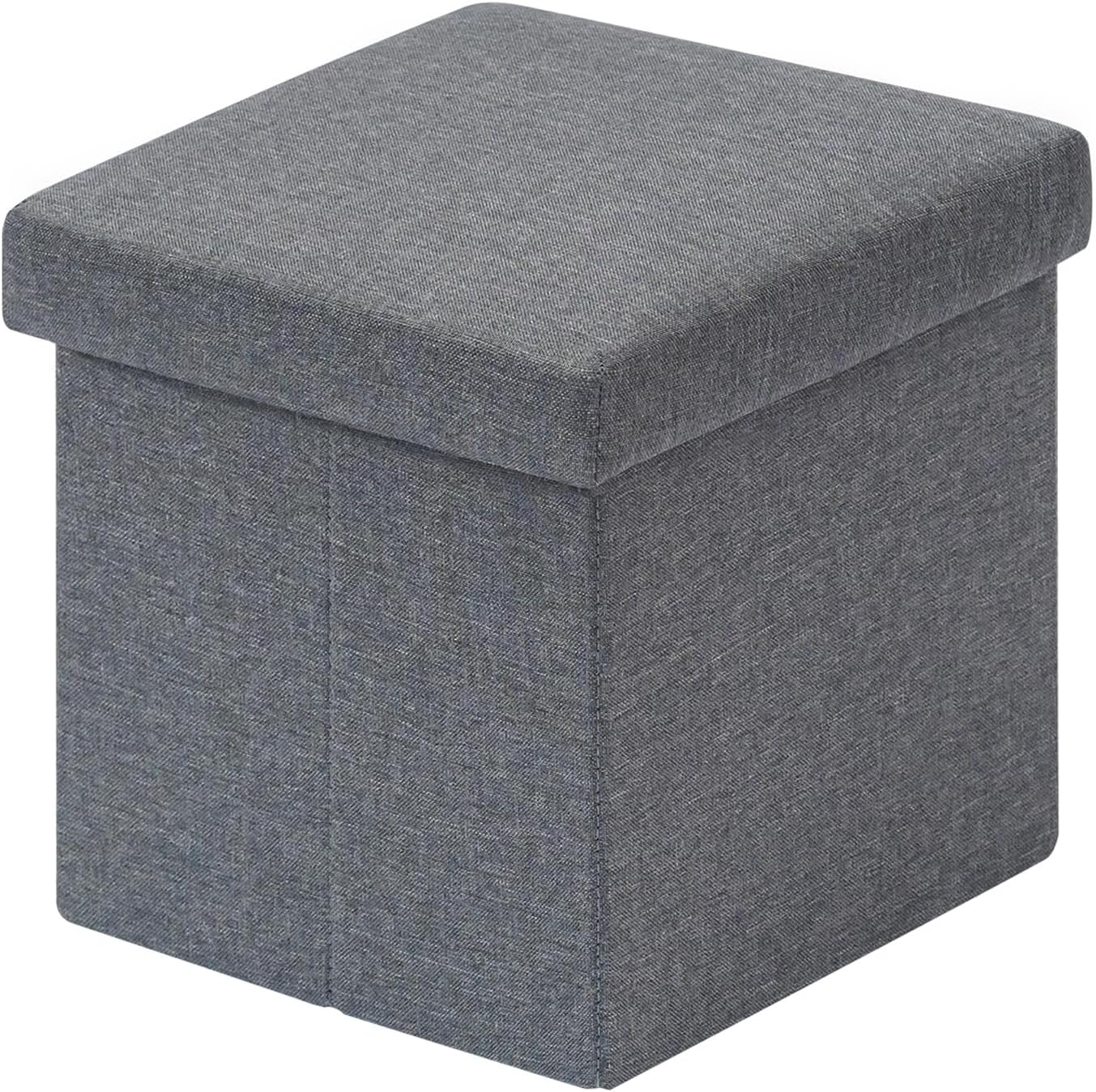 Bonlife Grey Small Ottoman Storage Box with Lid,Foot Rest Stool with ...