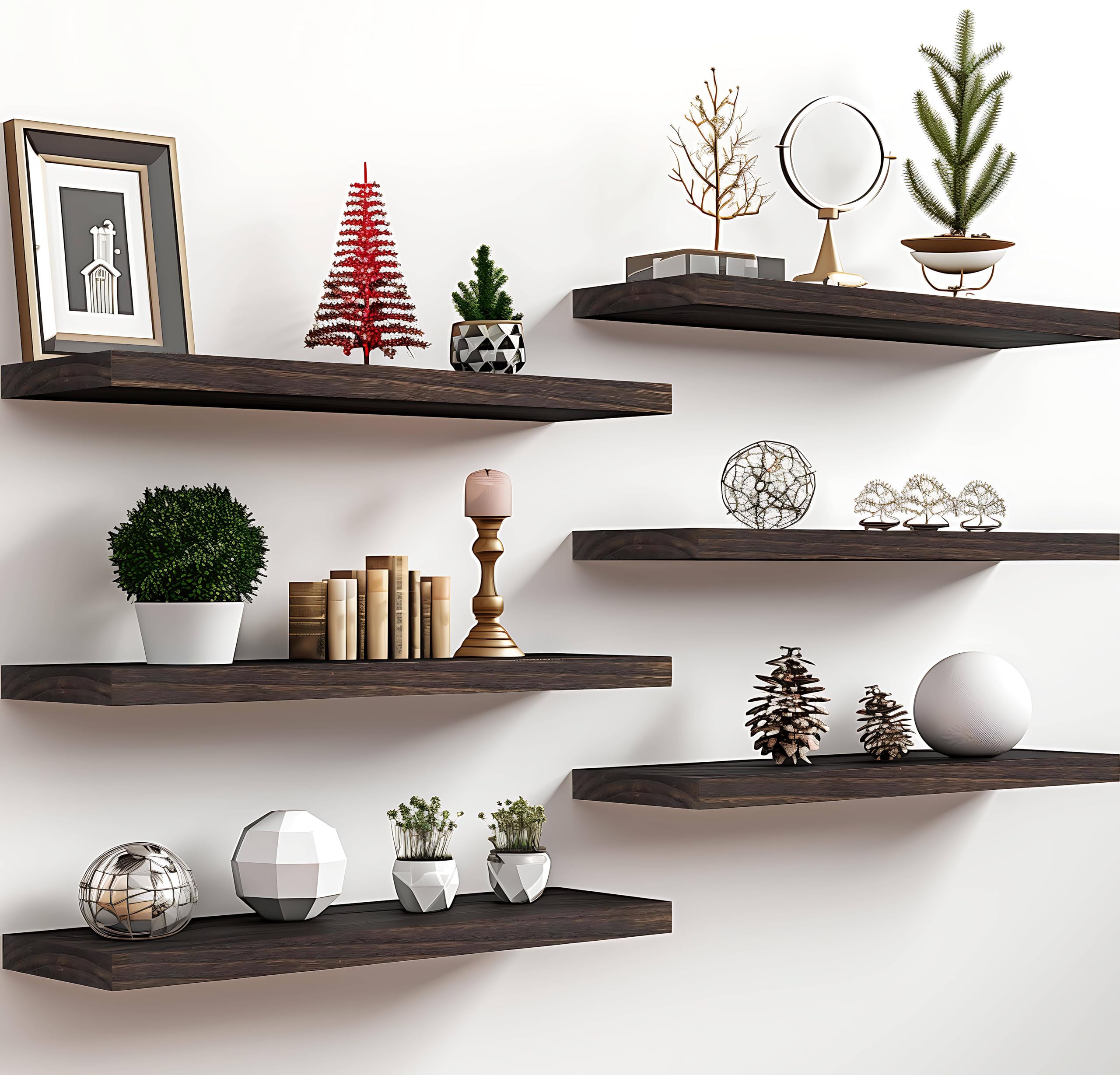 Amazon.com: PHPH 24 Inch Wood Floating Shelves for Wall, Wooden Wall ...