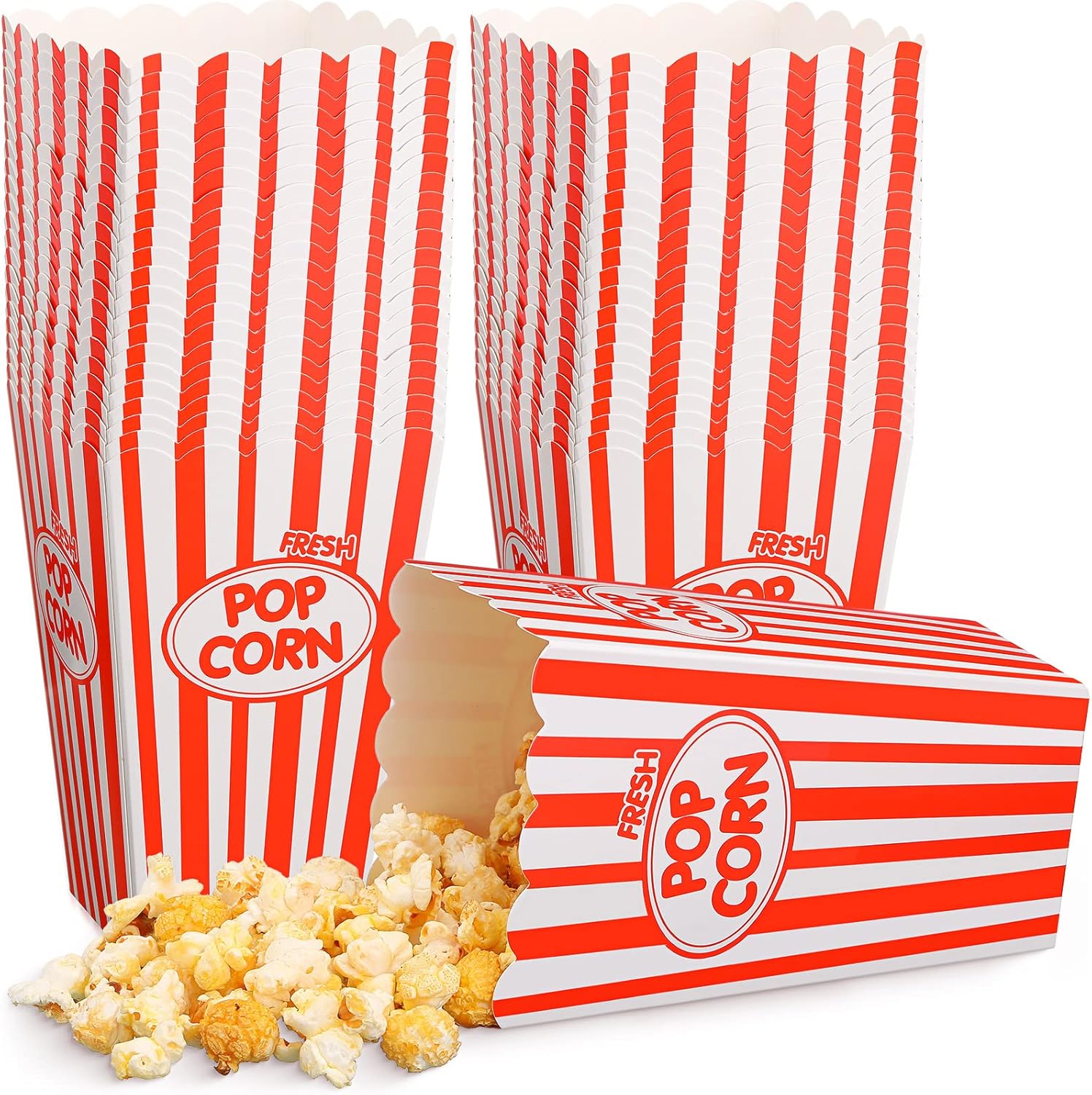 Amazon.com: Xinnun 100 Pack Popcorn Boxes Classic Red White Stripe ...