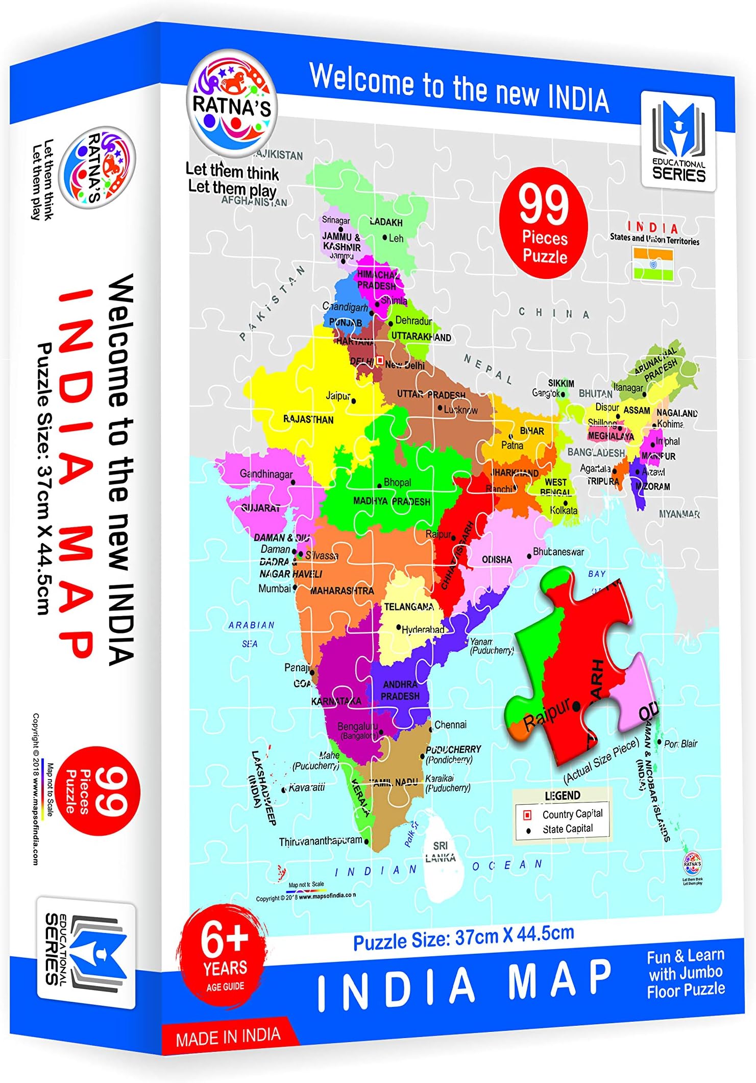 Buy SHAKTISM Educational India Political Map States Capital Learning ...