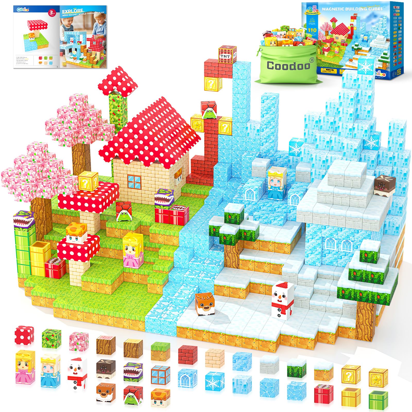 Amazon.com: 110PCS Magnetic Blocks - Build Mine Magnet World Games ...