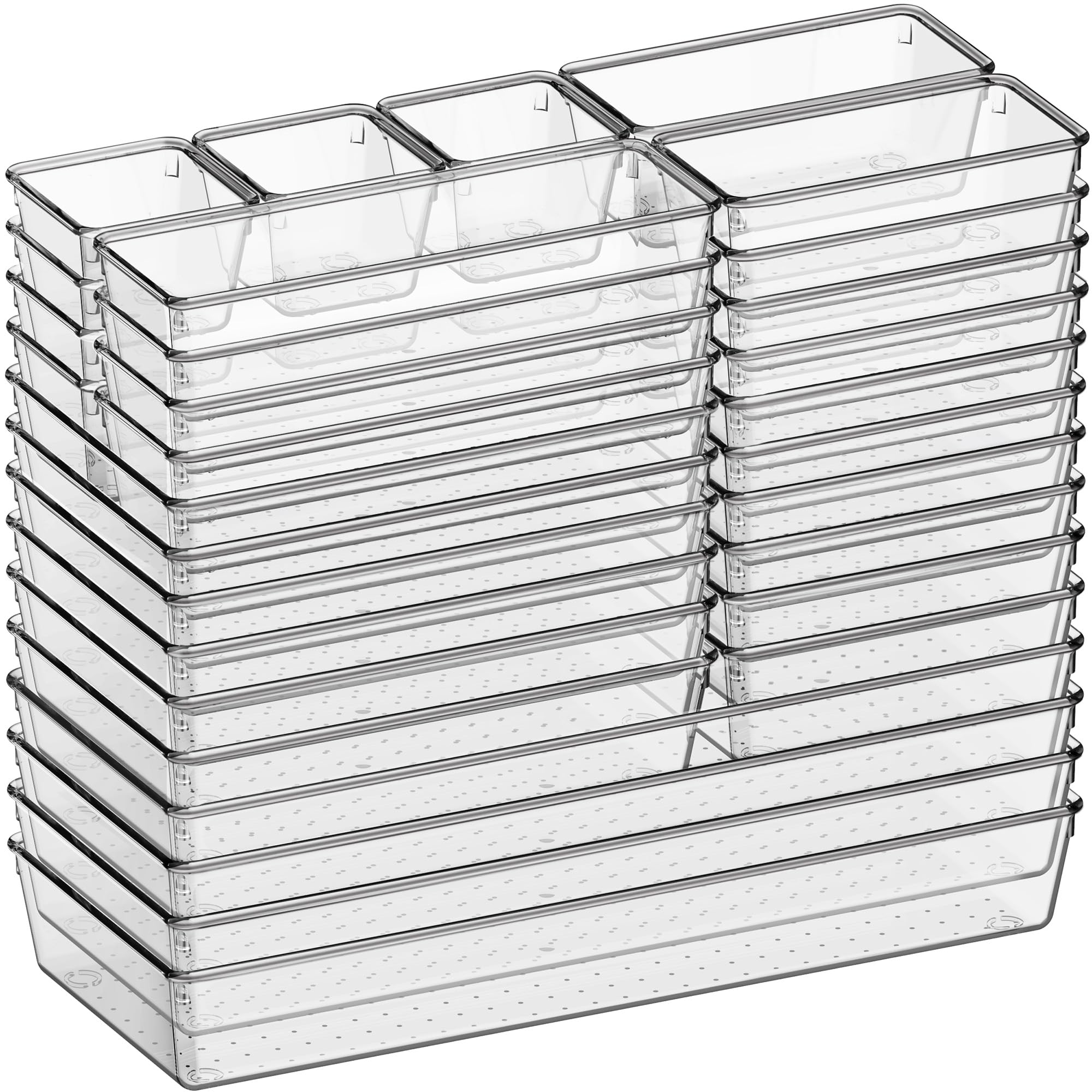 Amazon.com: Criusia 36 Pack Large Clear Plastic Drawer Organizer Bins ...
