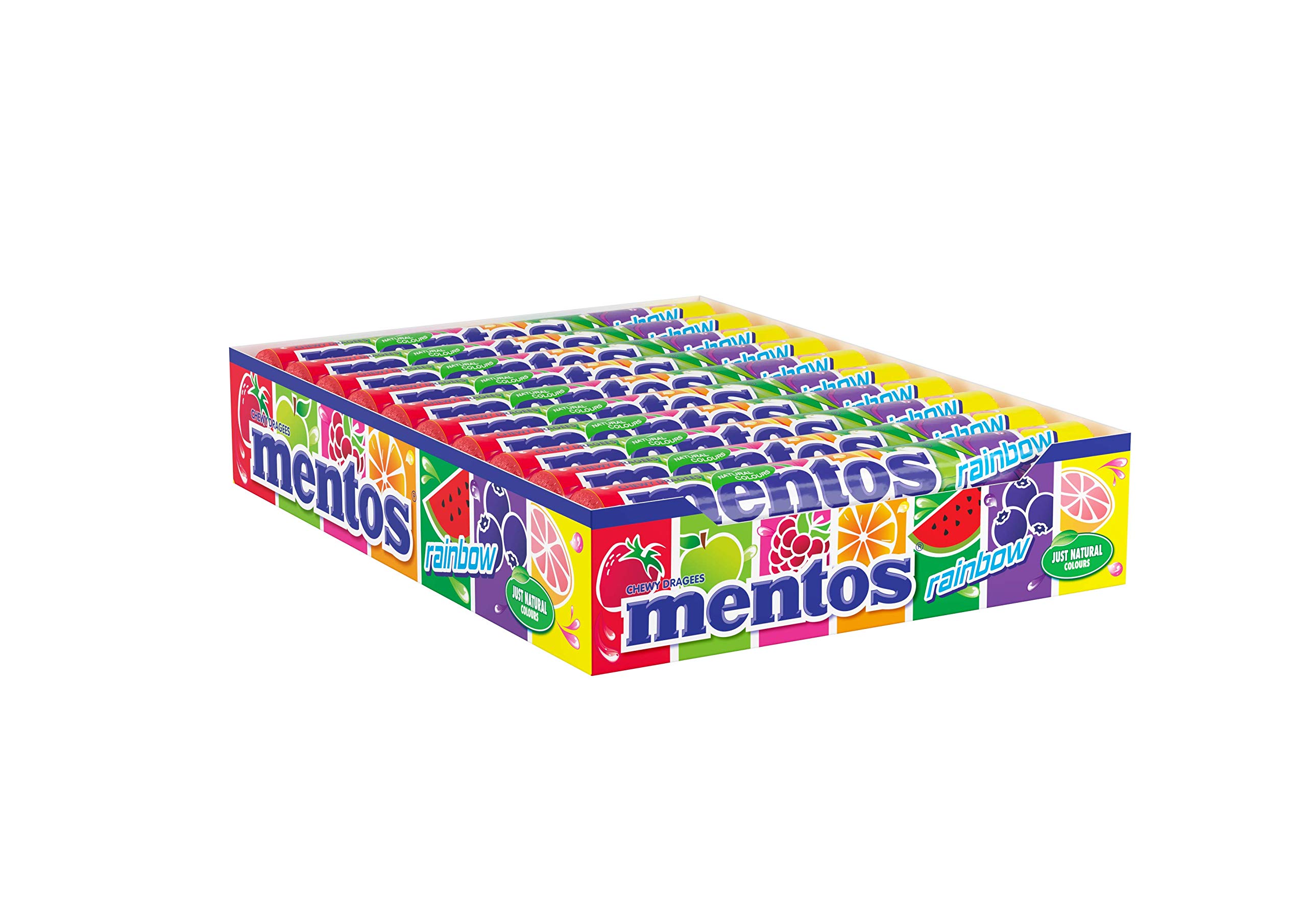 Amazon.com: Mentos Chewy Candy Roll, Rainbow, 1.32 Ounce (Pack of 20 ...