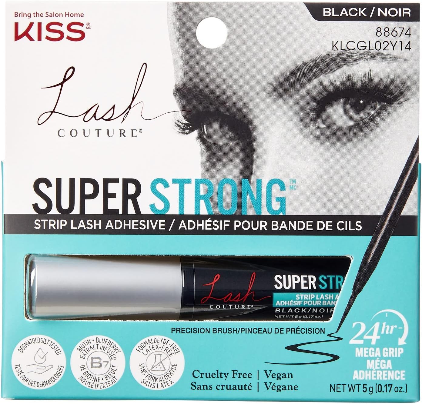Amazon.com: Kiss Lash Couture Adhesive Strip Lash Black : Beauty ...