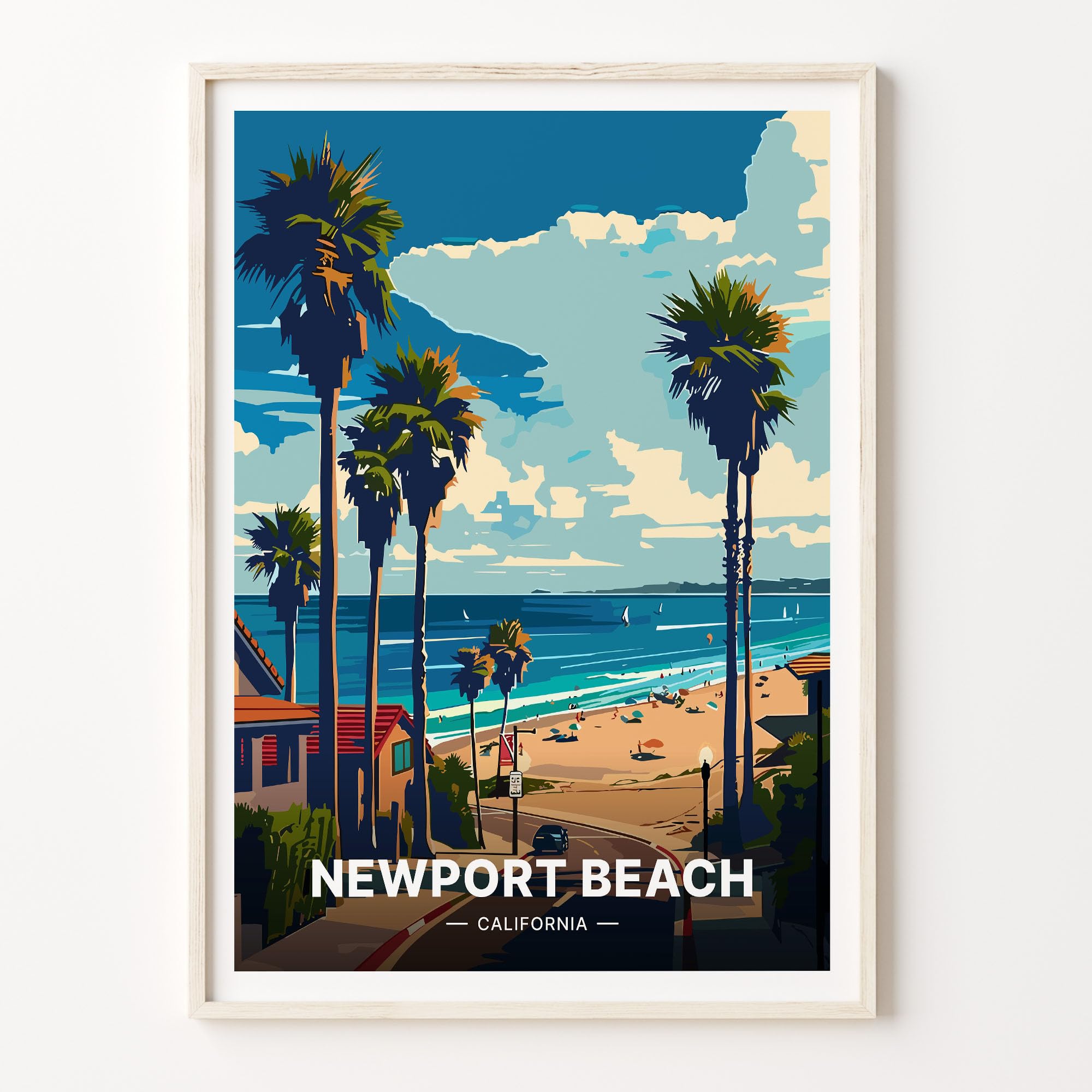California Beach Posters Pacific Beach San Diego Surf Framed Wall Art