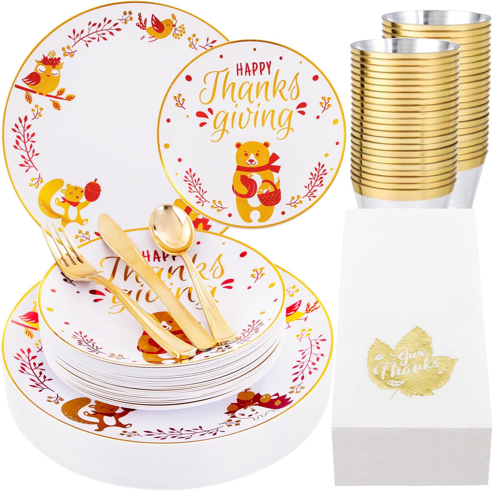 Amazon.com: SUT 210PCS Thanksgiving Plastic Plates, Thanksgiving Plates ...
