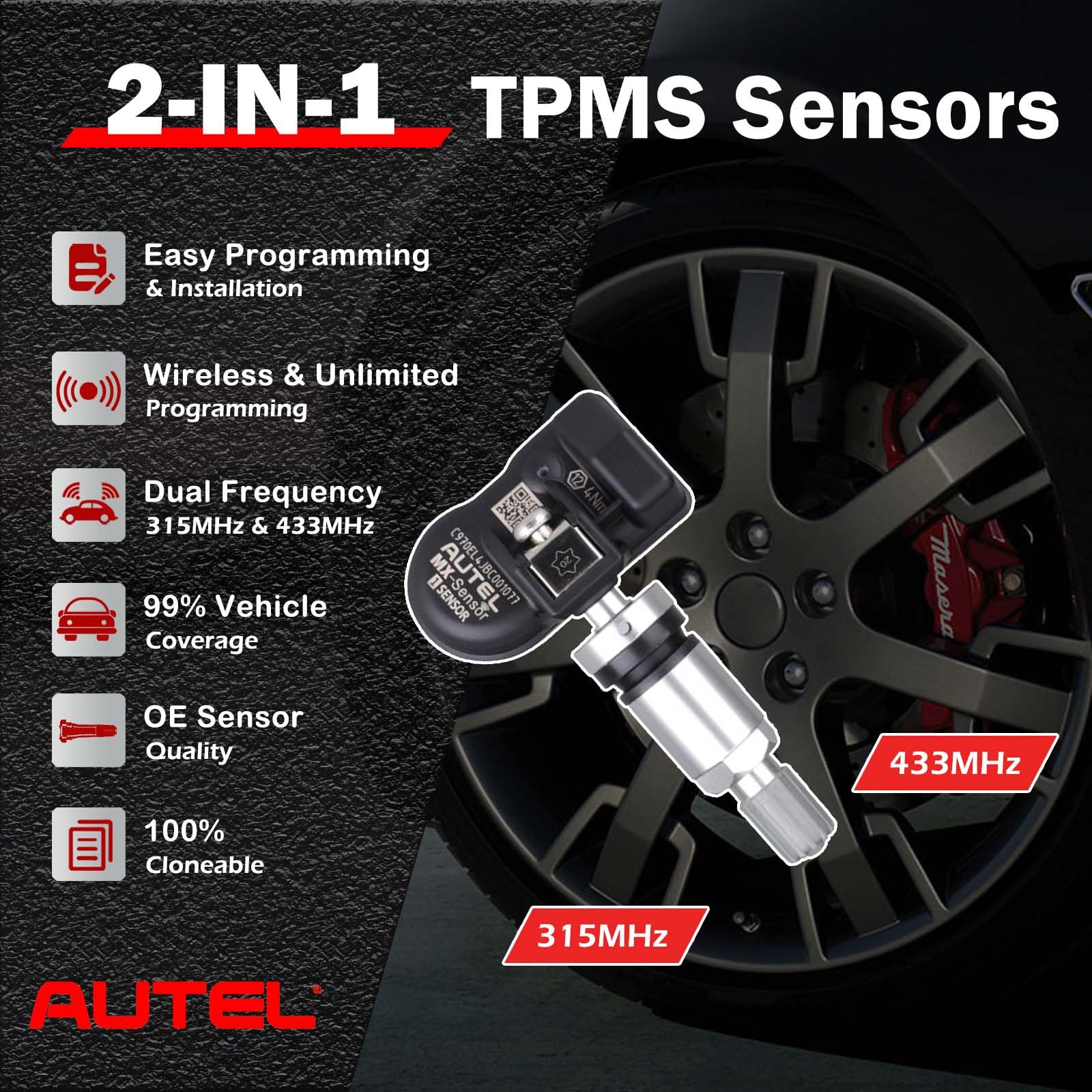 Snapklik.com : TPMS Sensors MX Sensors 4pcs Universal Tire Sensor Dual ...