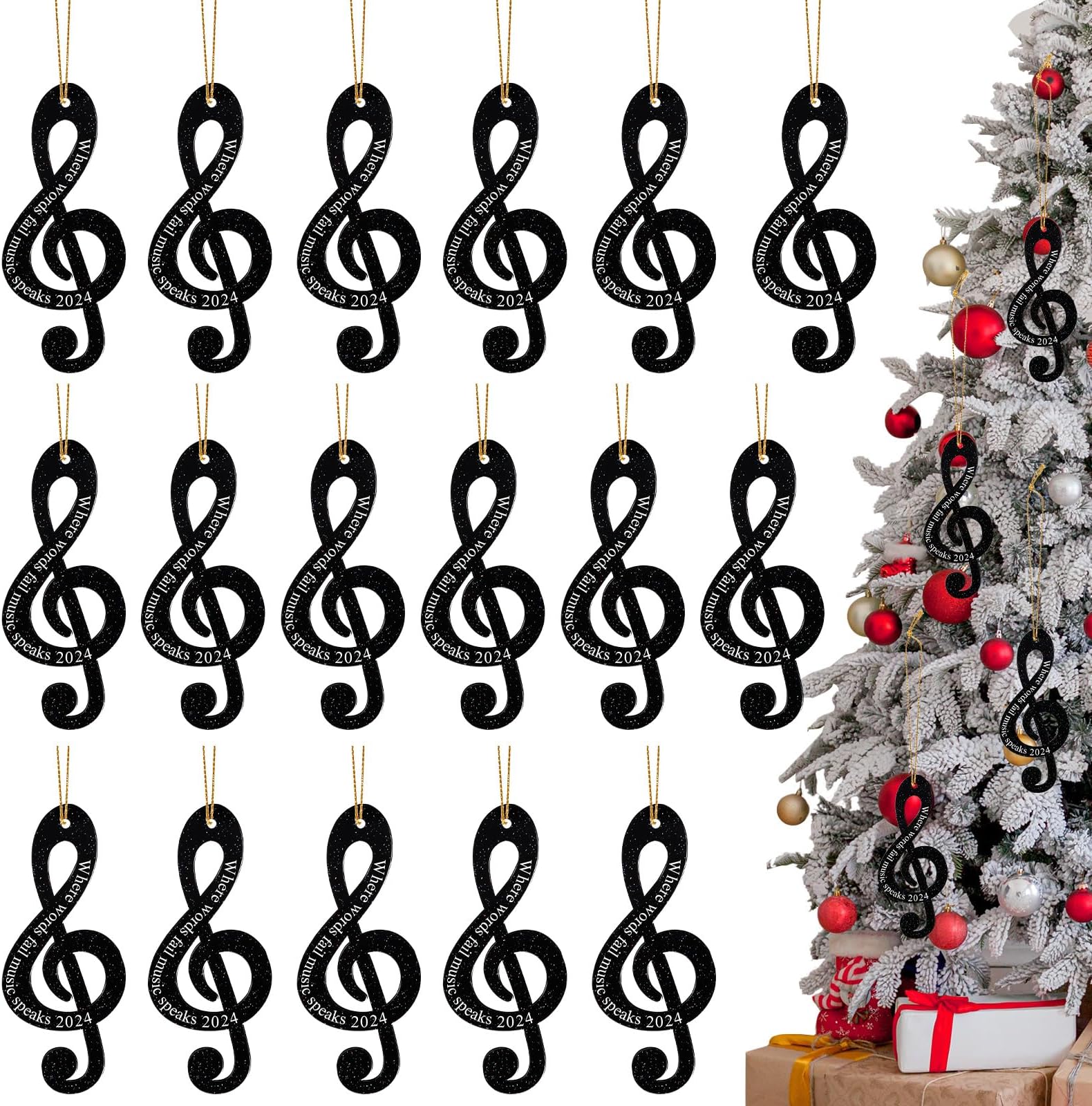 Amazon.com: Spiareal 36 Pcs Vintage Christmas Music Note Ornament ...