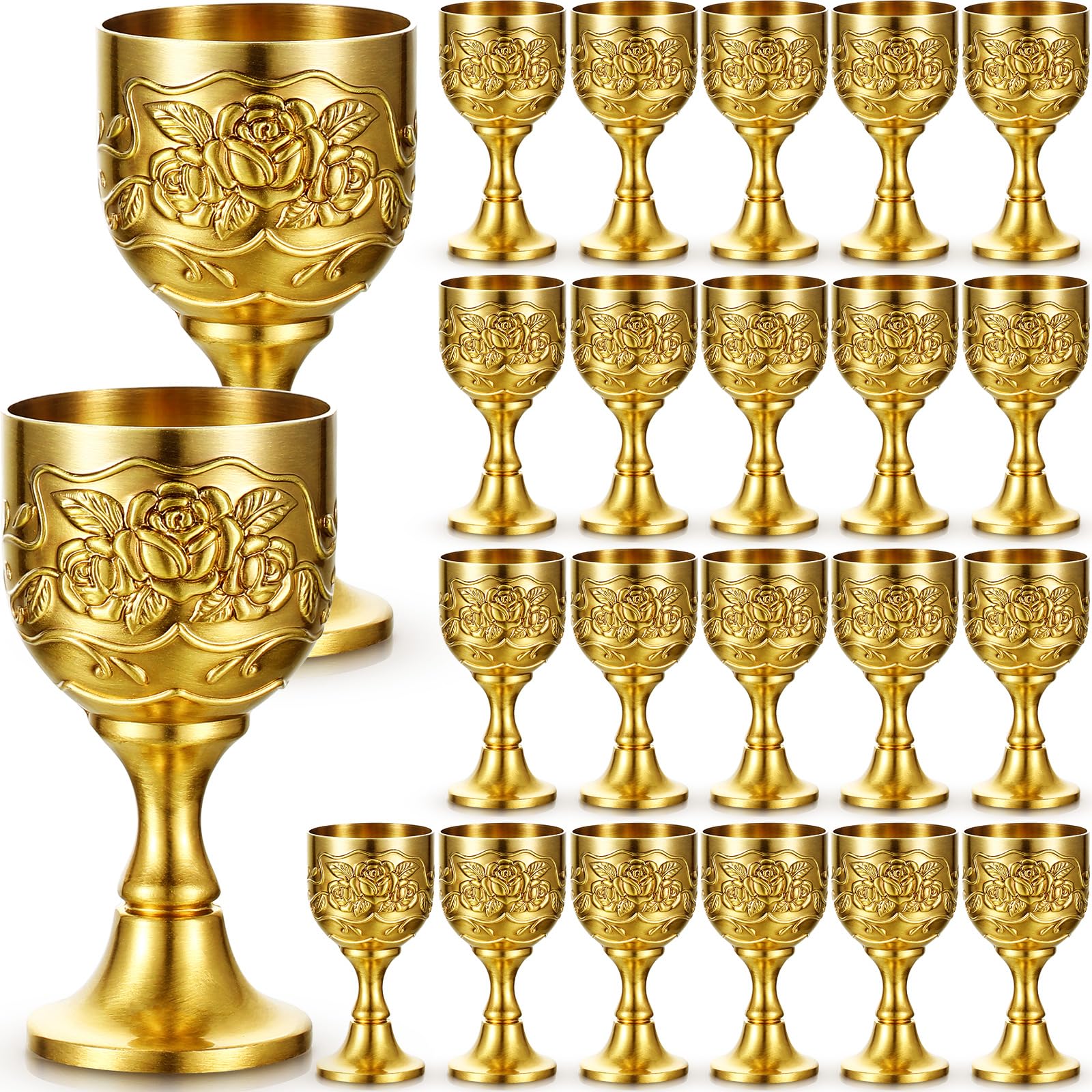 Amazon.com | Nosiny 24 Pcs Mini Chalice Goblet Vintage Gold Goblet ...