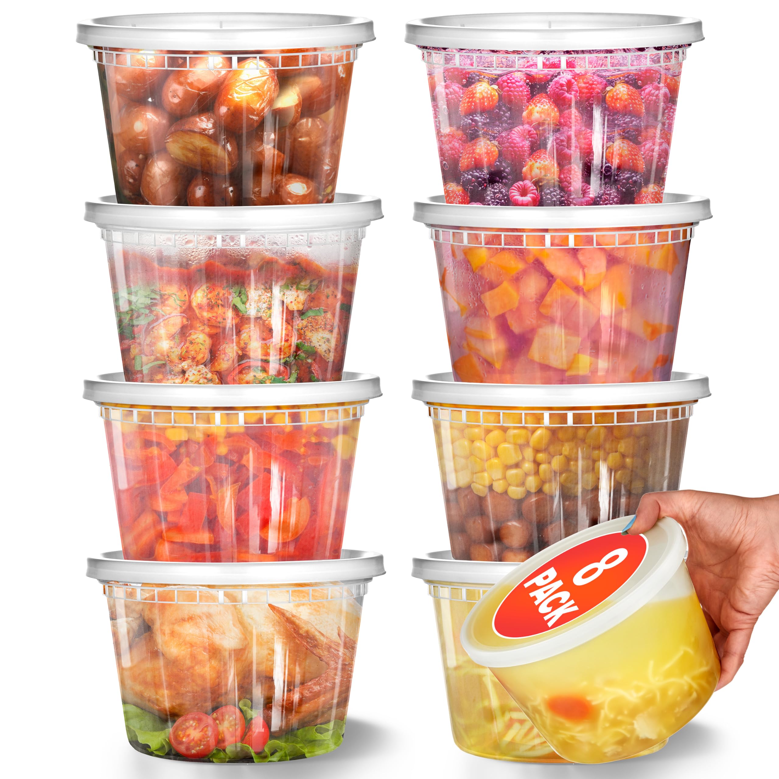 Amazon.com: Stock Your Home 64 oz Plastic Deli Containers with Lids (8 ...