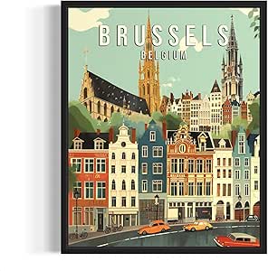 Amazon.com: Brussels Belgium Art Print Poster, Europe City Skyline ...