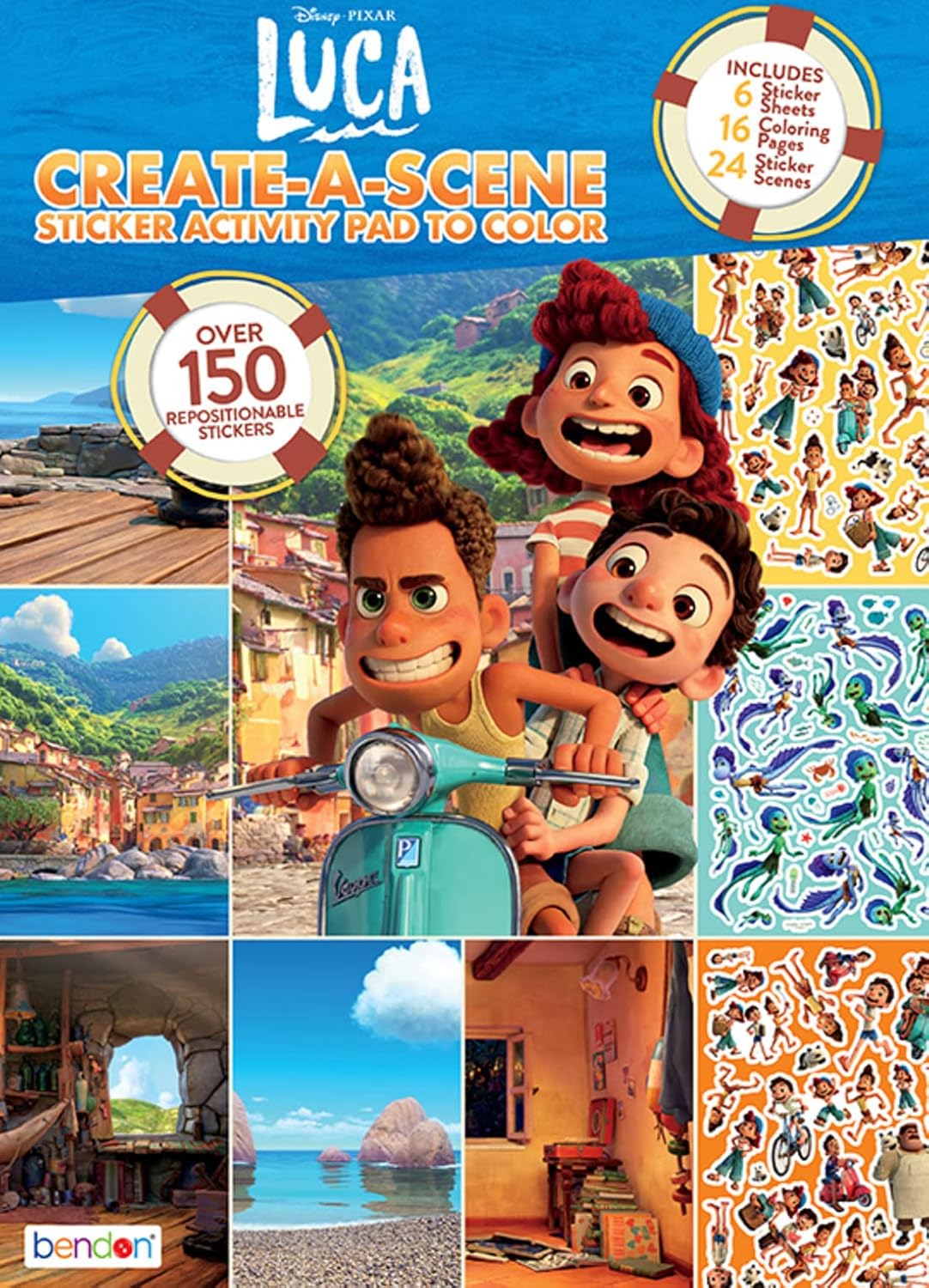 Amazon.com: Disney Luca 32-Page Create-A-Scene with 24-Play Scenes, 16 ...