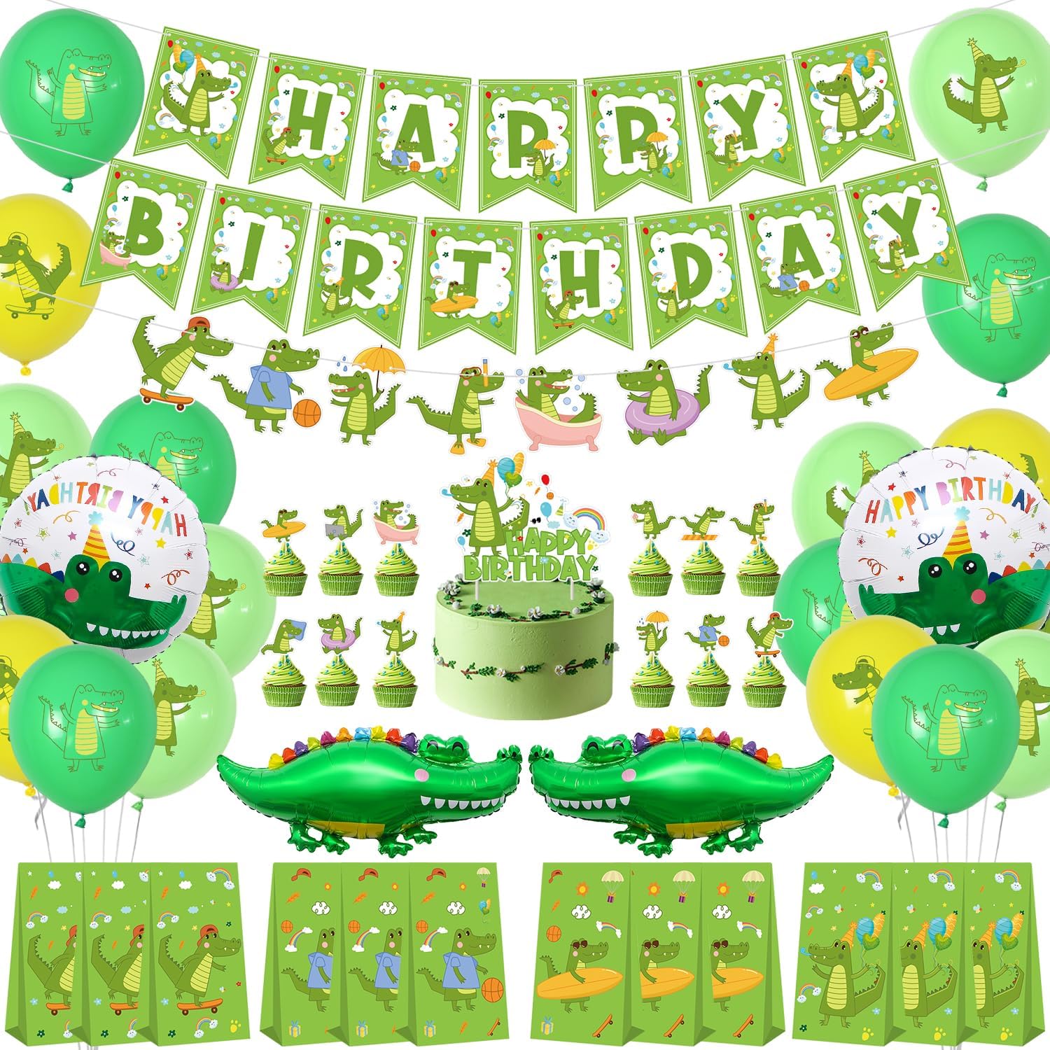 Obussgar Crocodile Birthday Party Decorations - Cartoon Crocodile Party ...