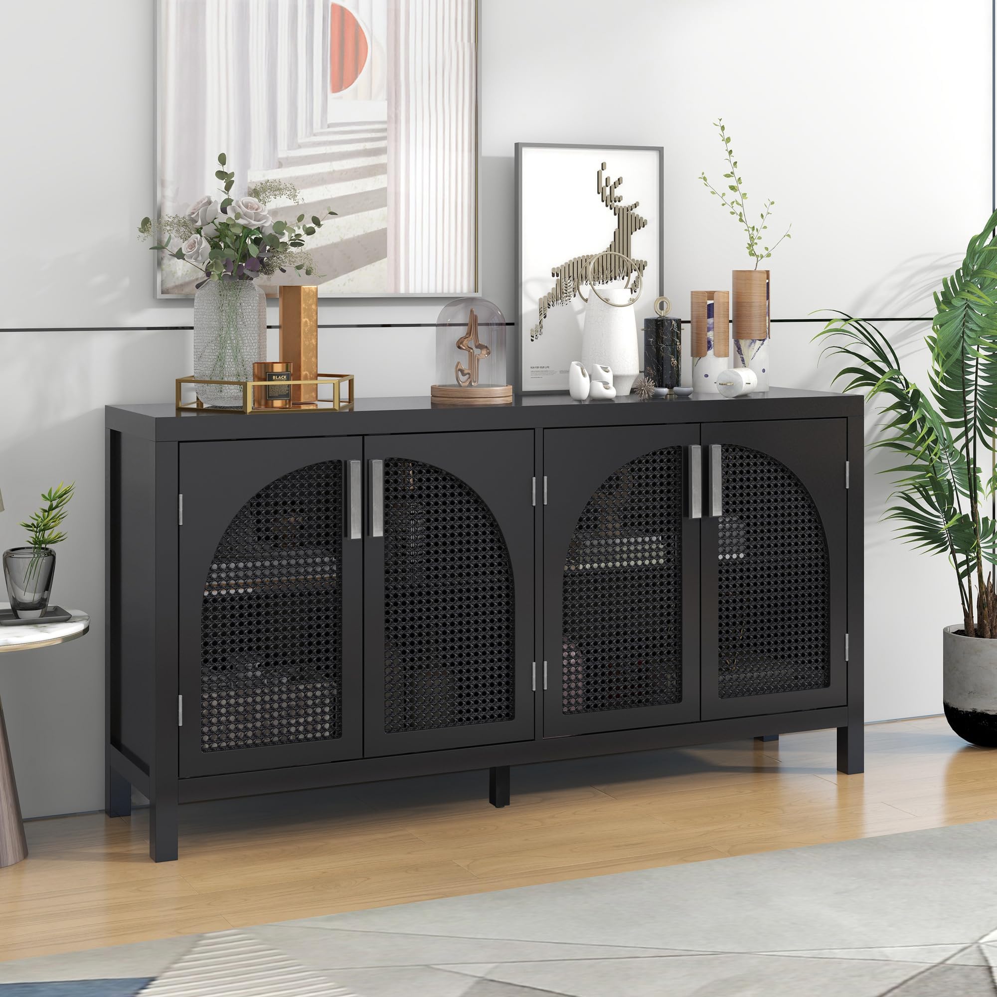 Amazon.com - Merax Modern Wood Buffet Sideboard with Rattan Doors ...
