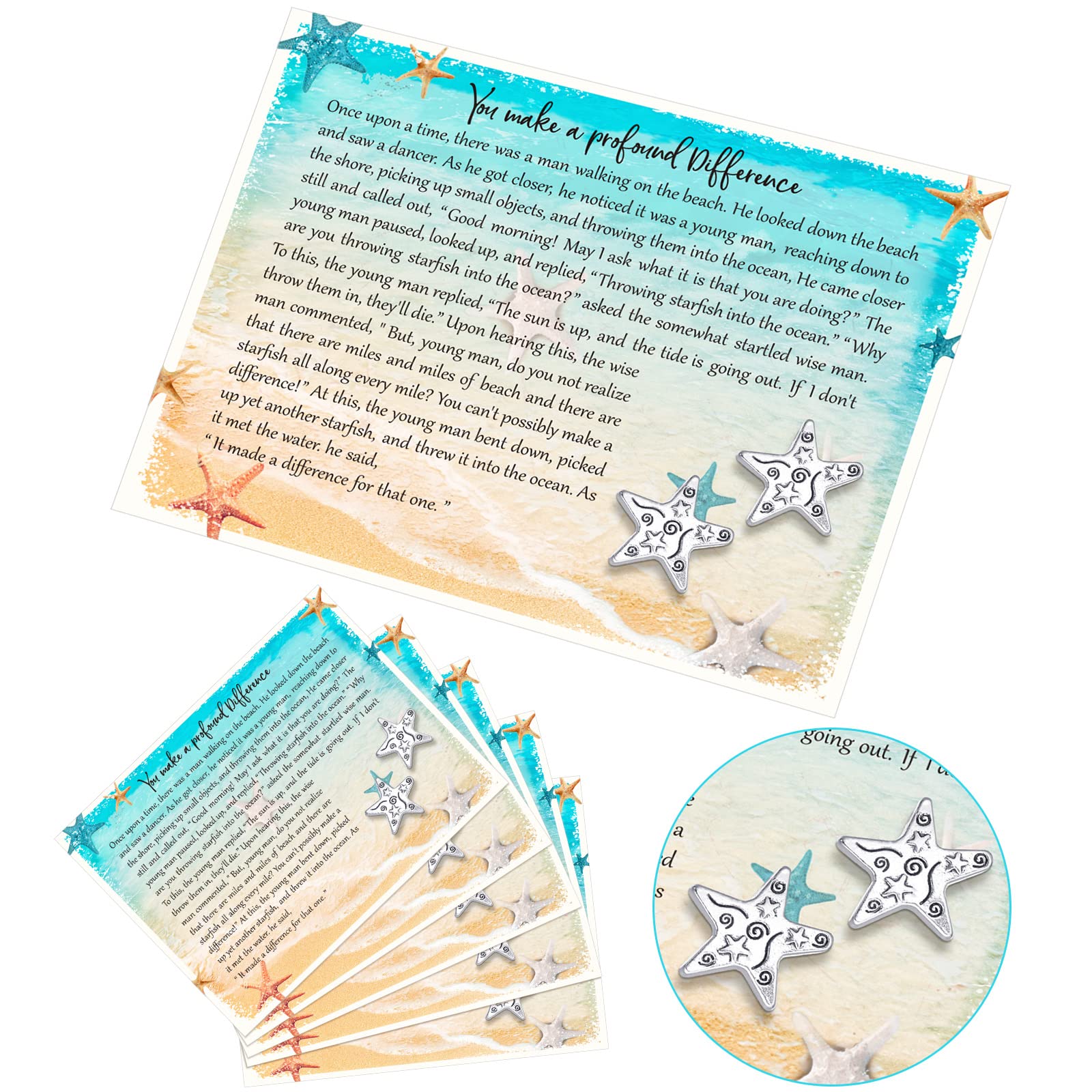 Amazon.com : Spakon 48 Pieces Starfish Card Motivational Starfish Story ...